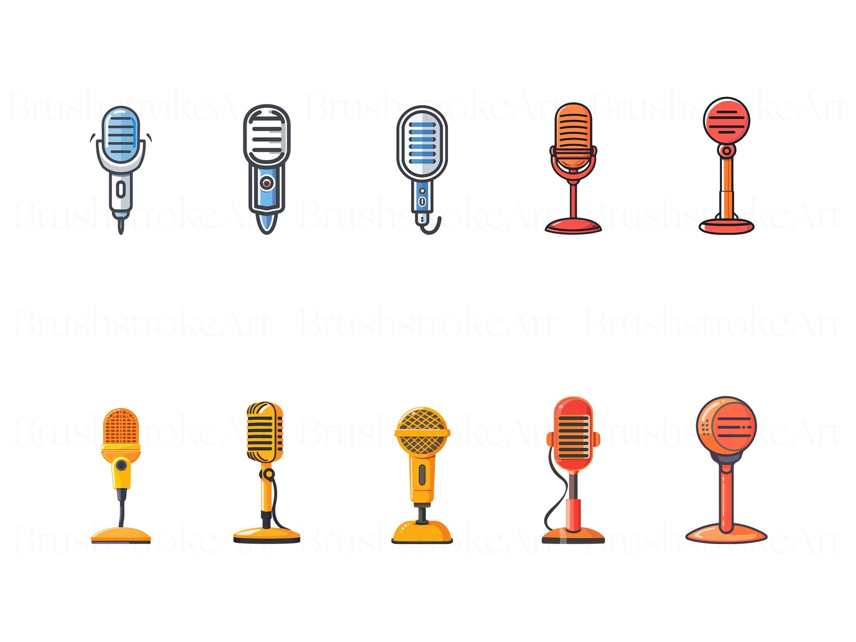 Microphone Icon Clipart, Mic PNG, Retro Mic, Singing Decal – Clipartset