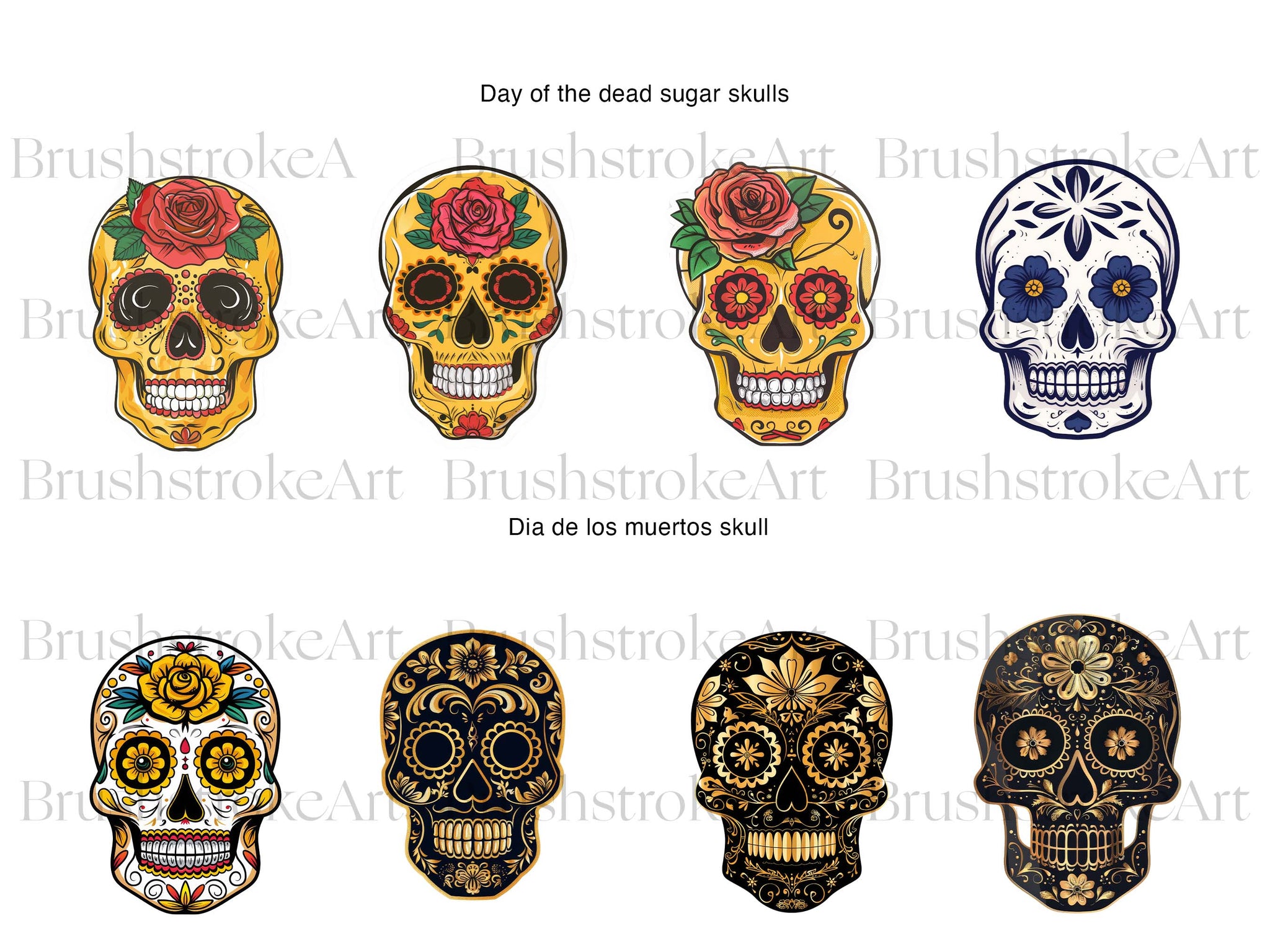 Sugar Skull Clipart, Day of the Dead, Mexican Sugar Skull – Clipartset