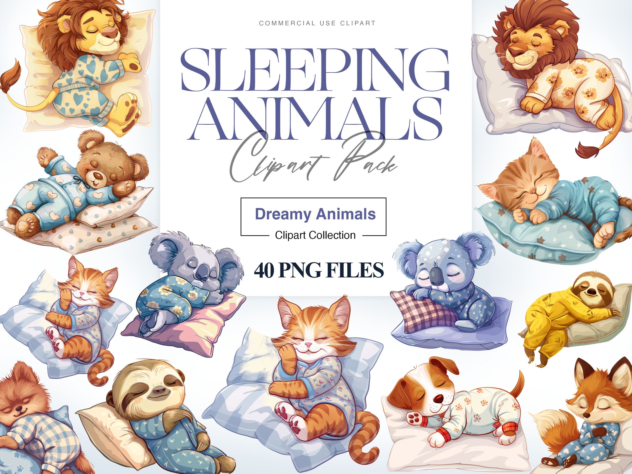 Sleeping Animals Clipart, Sleeping Dog, Cute Animals PNG – Clipartset