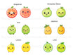 Cute Fruit Clipart, Smiling Fruit Happy, Kawaii Fruit PNG – Clipartset