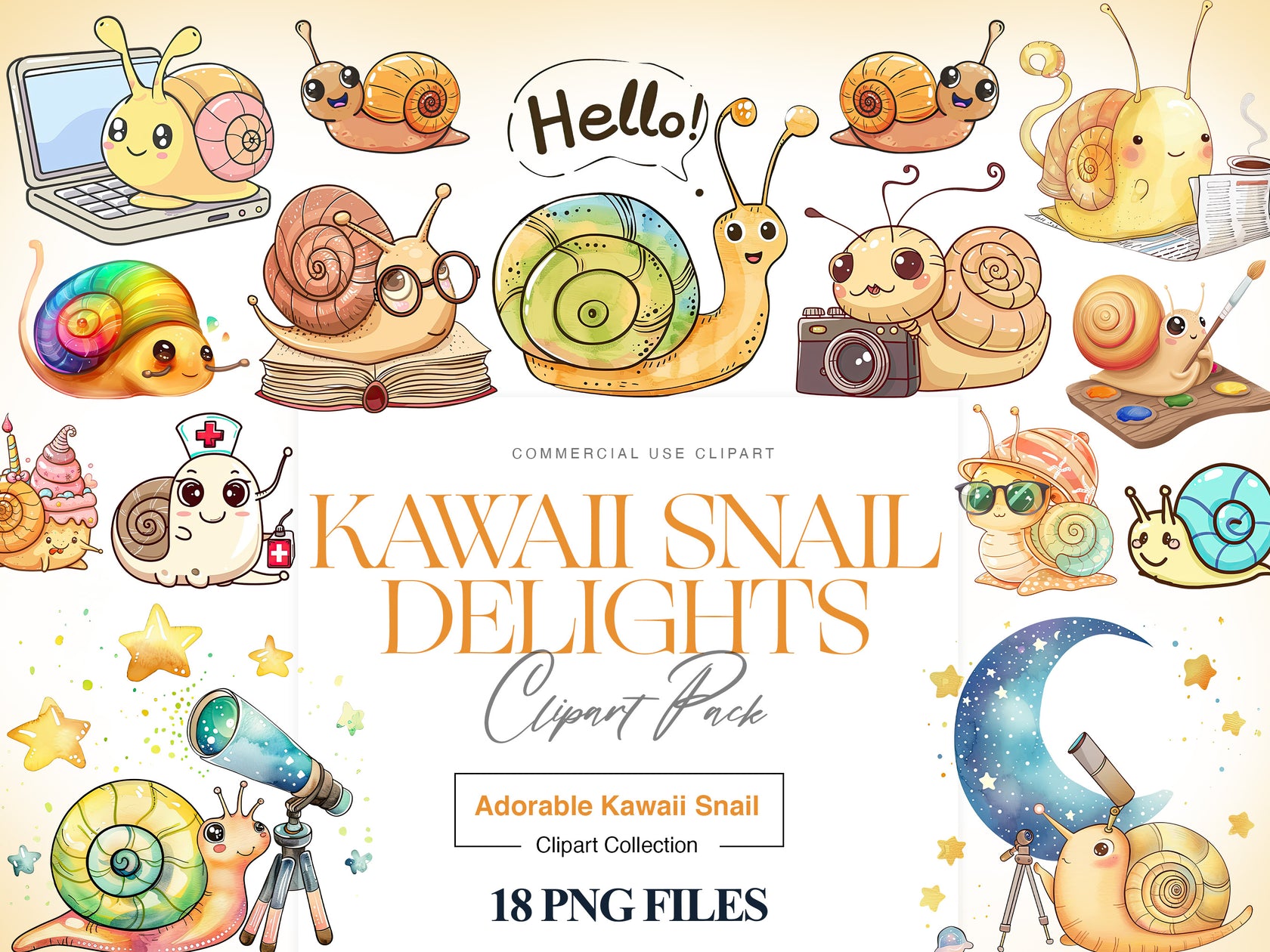 Watercolor Snail Clipart, Little Snail Shell, Cute Snail PNG – Clipartset