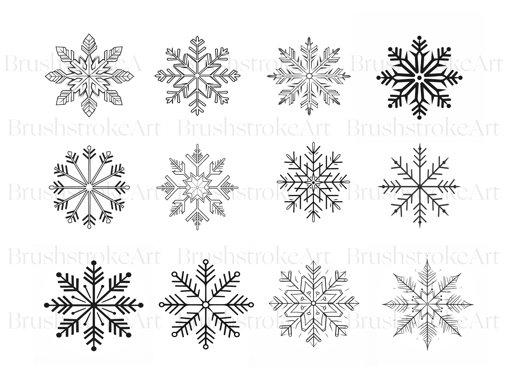 Winter Snowflakes Silhouette, Snowflake Clipart, Christmas – Clipartset
