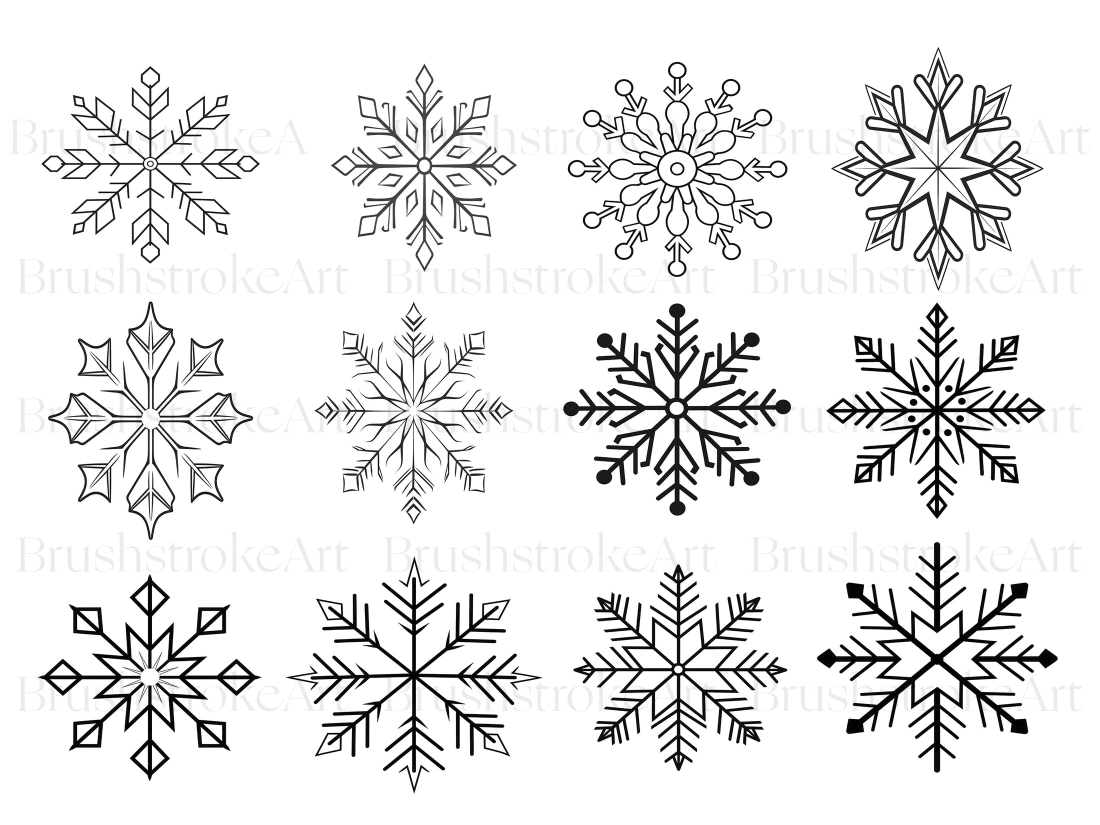 Winter Snowflakes Silhouette, Snowflake Clipart, Christmas – Clipartset