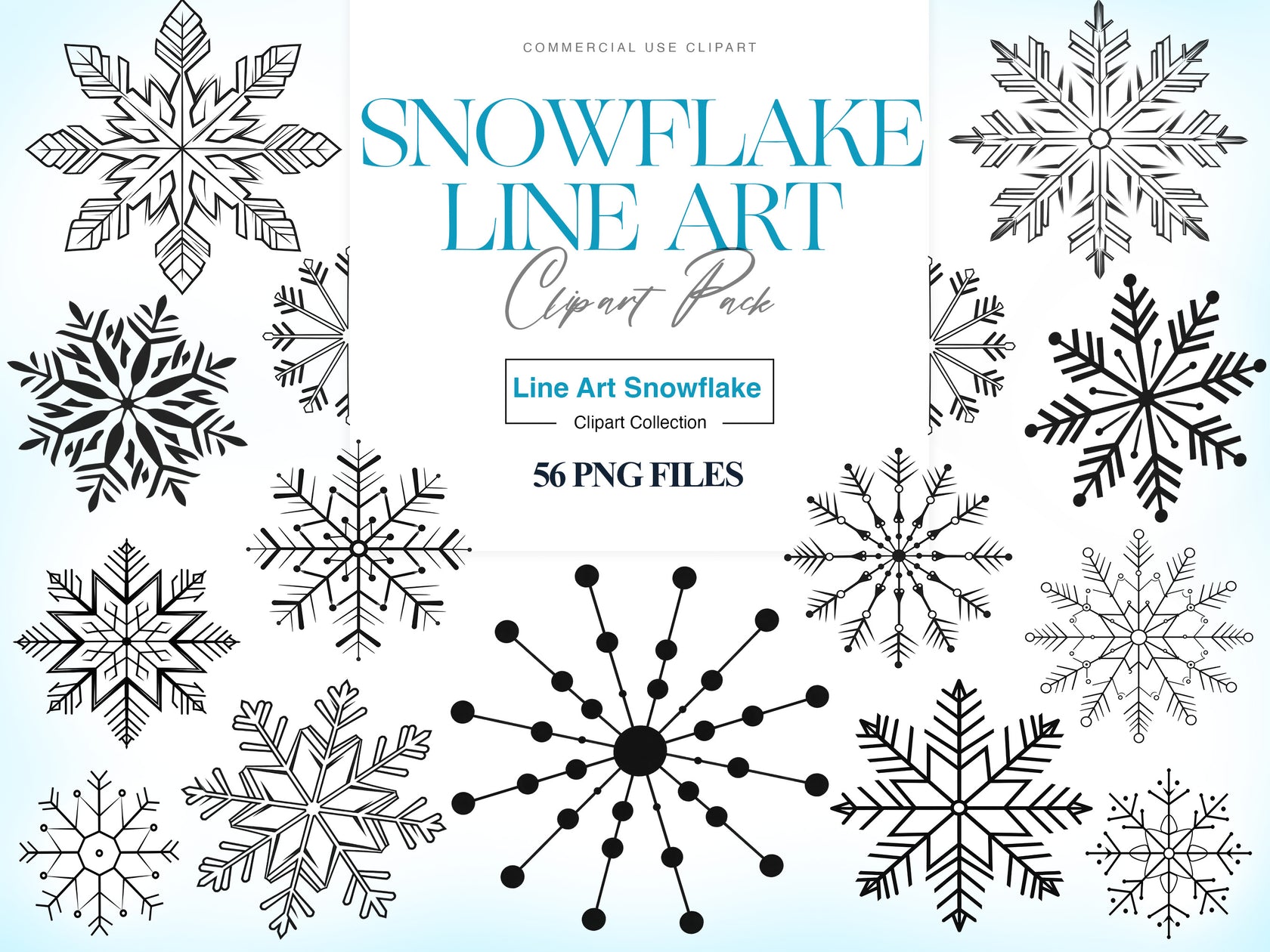 Winter Snowflakes Silhouette, Snowflake Clipart, Christmas – Clipartset
