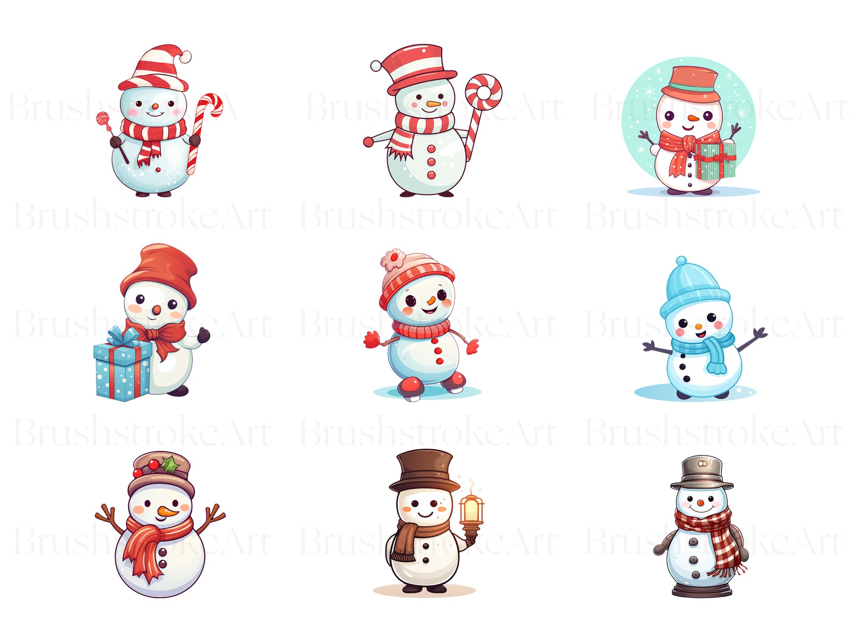 Kawaii Snowman Clipart, Christmas Snowman PNG, Cute Snowman – Clipartset