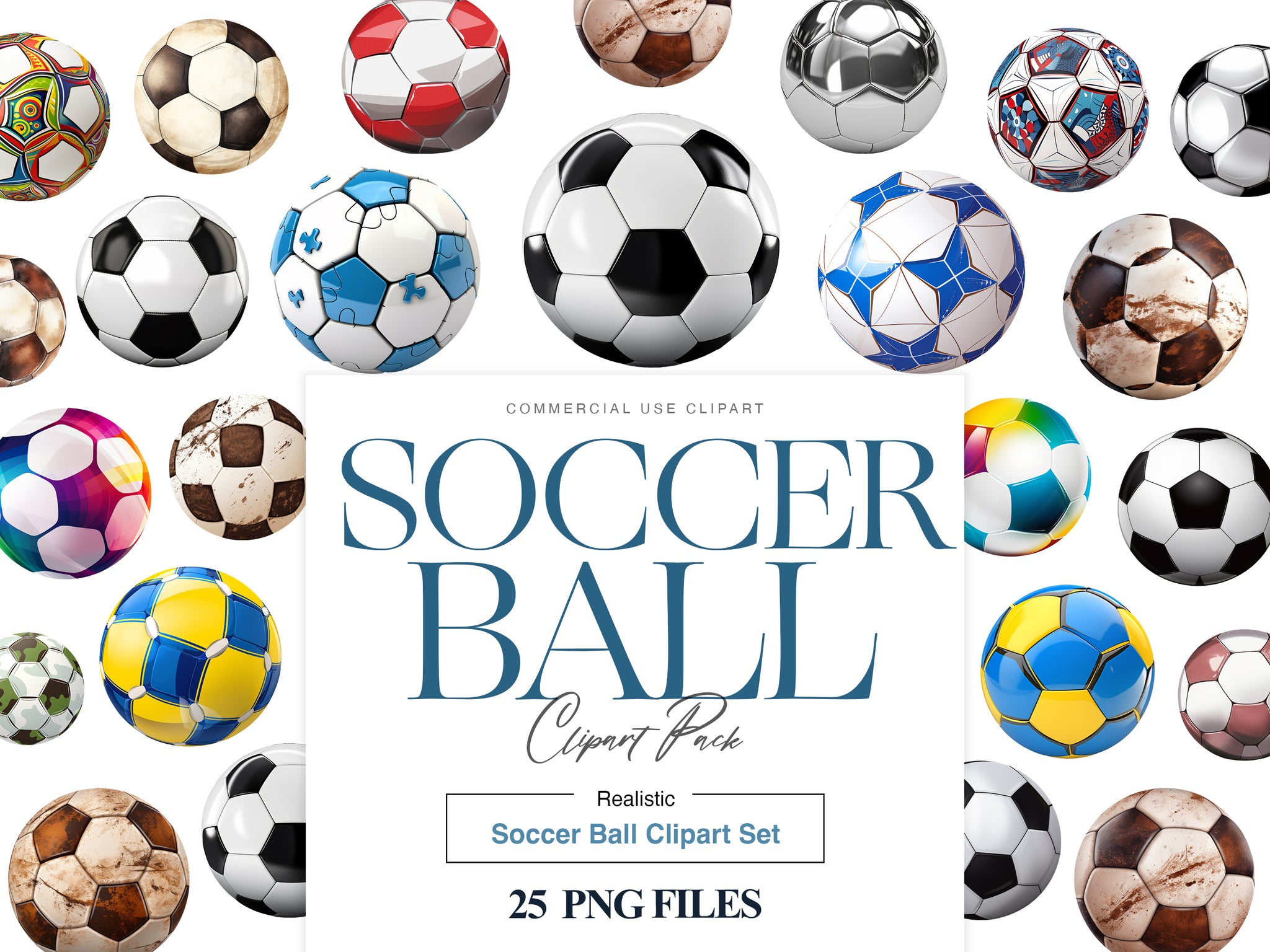 Soccer Ball Clipart, Football, Soccer Birthday Gift, Soccer – Clipartset