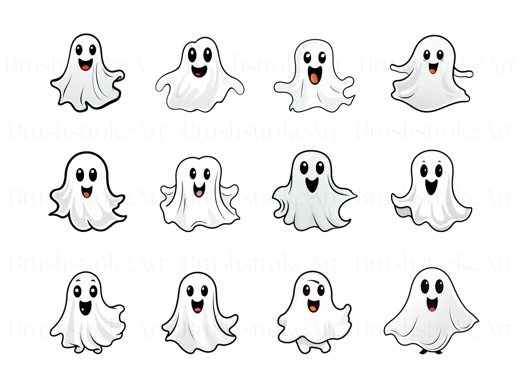 Cute Ghost Clipart, Halloween Ghost Face, Halloween Decor – Clipartset