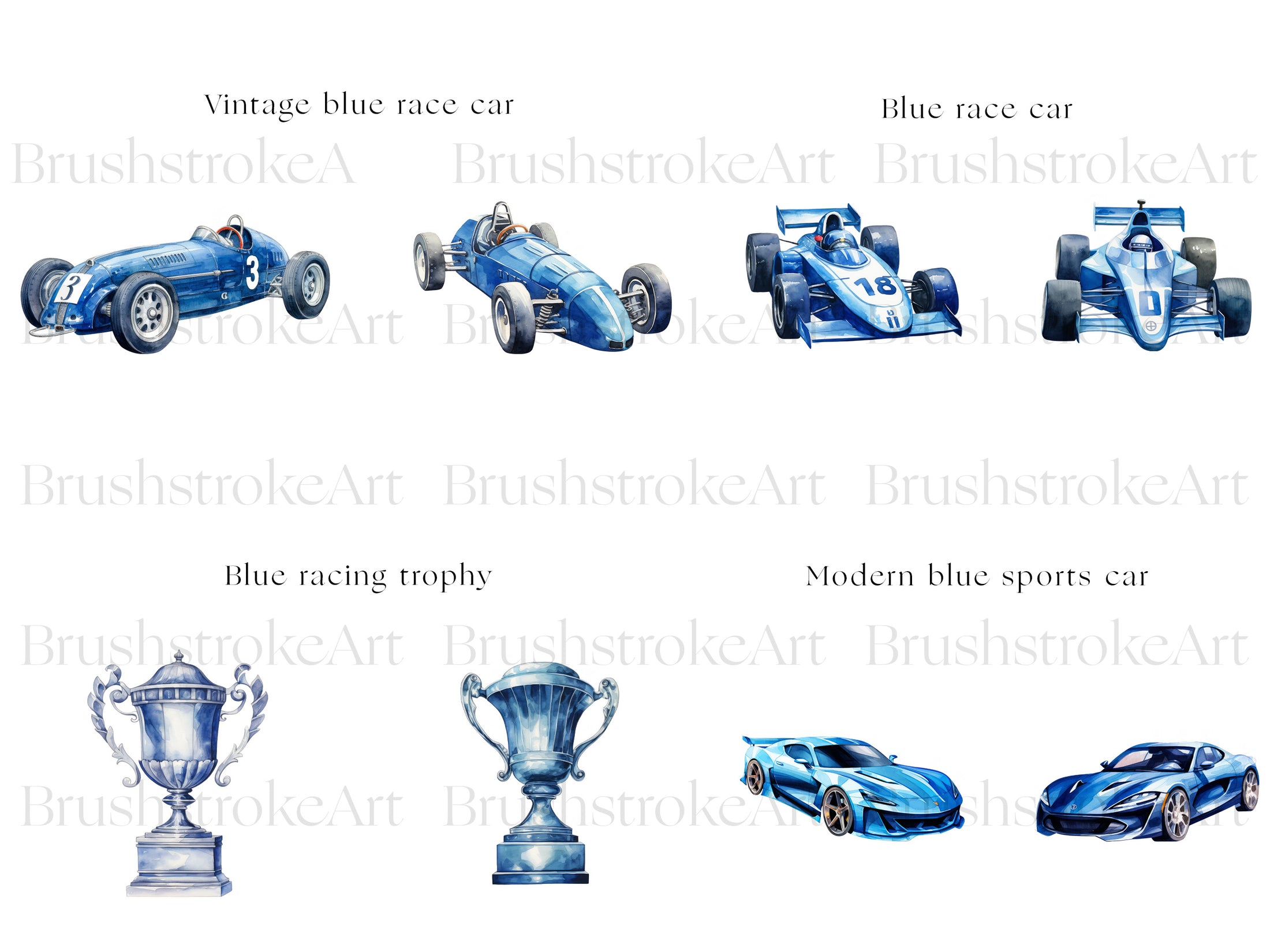 Blue Racing Car Clipart, Vintage Car, Racer PNG, Sports Car – Clipartset