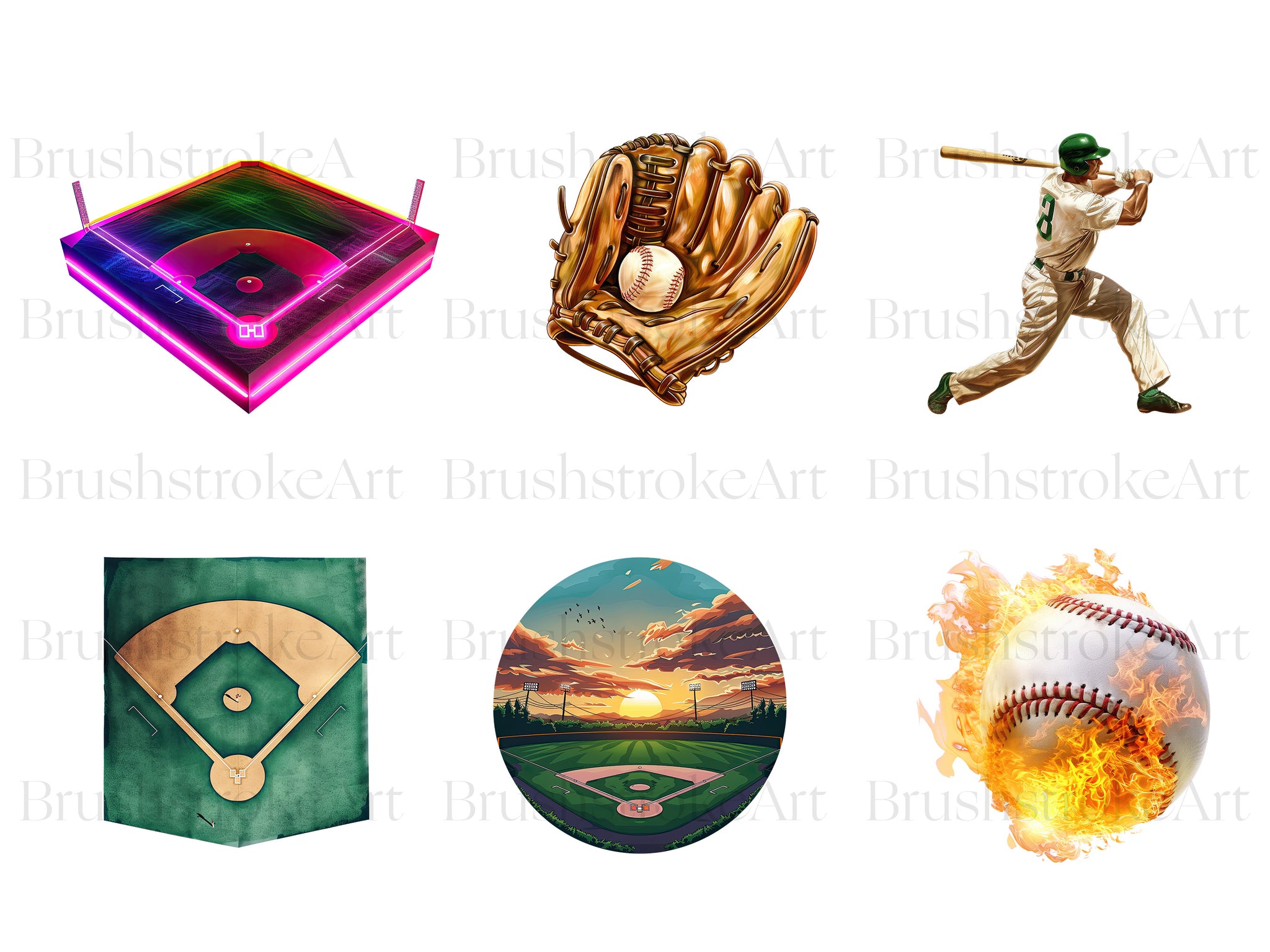 Watercolor Baseball Clipart, Baseball Bat PNG, Gloves, Baseball Player ...