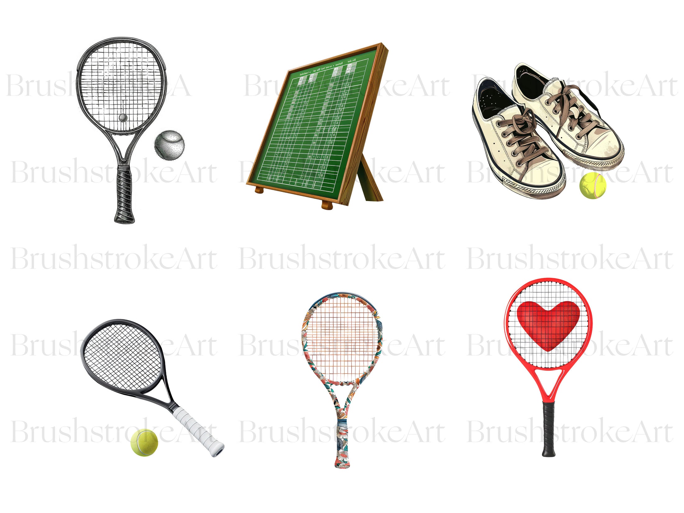 Watercolor Tennis Clipart, Tennis Racket, Sports Clipart, Ball – Clipartset