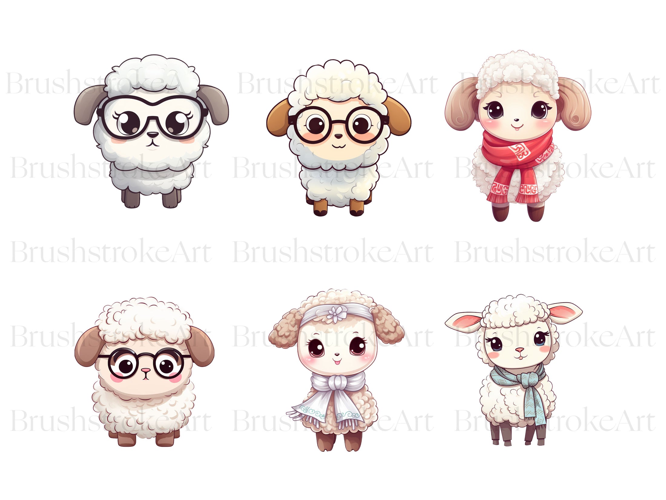 Cute Sheep Clipart, Baby Sheep, Fluffy Sheep, Cute Lamb PNG – Clipartset