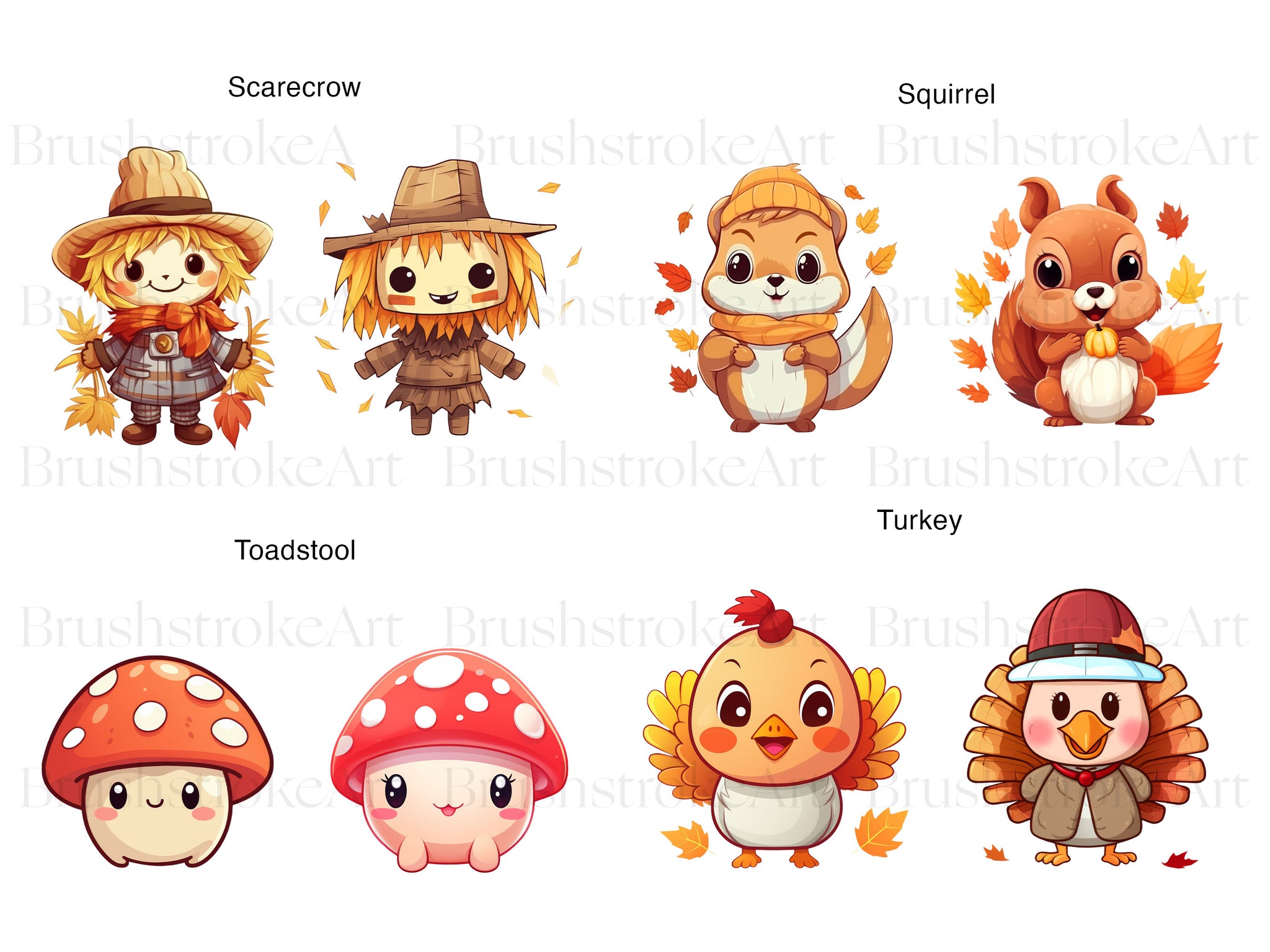 Cute Fall Clipart, Pumpkin, Cute Autumn PNG, Fall Animals – Clipartset