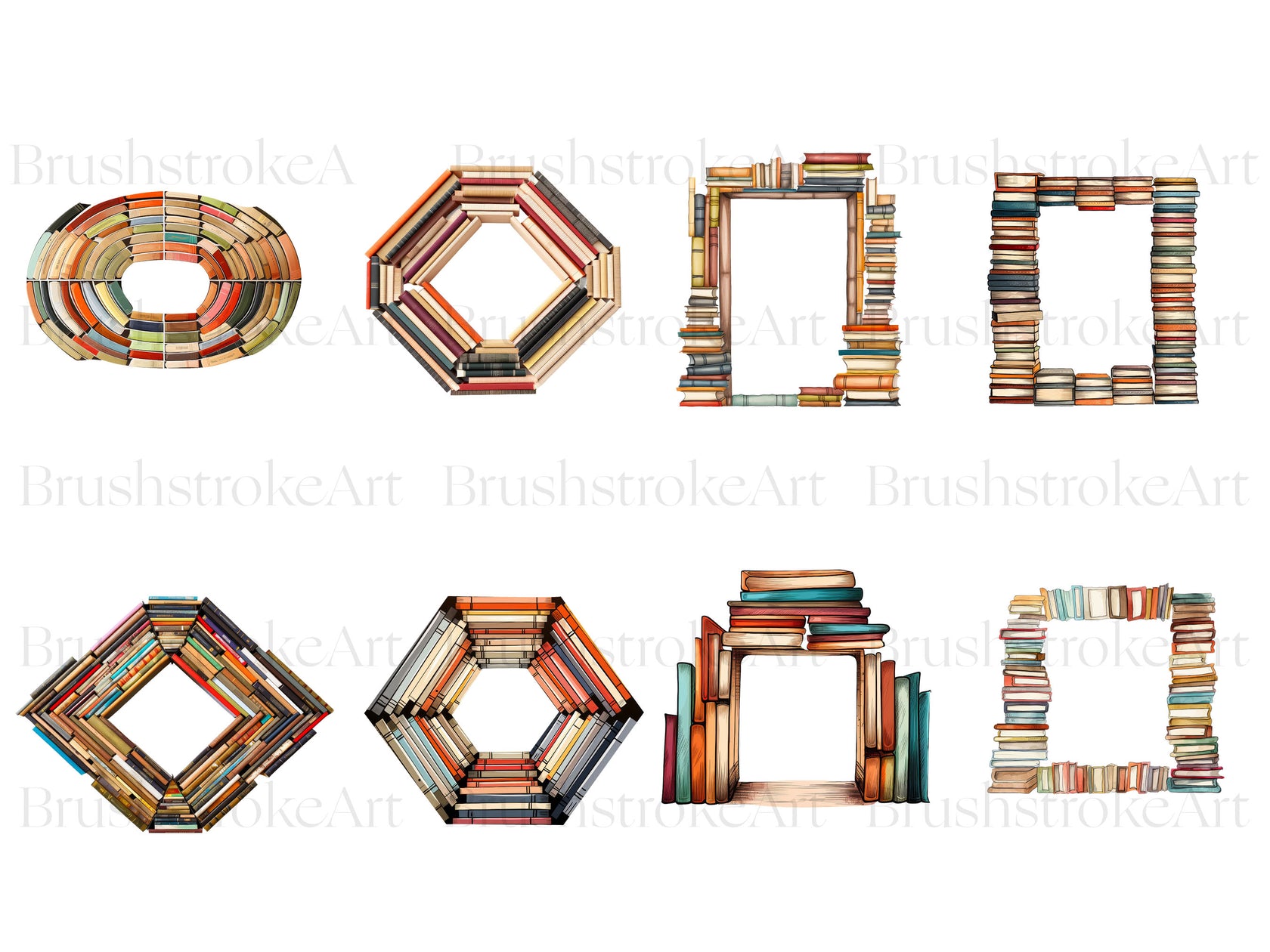 Book Border Clipart, Stack of Book PNG, Library Book, Shelf – Clipartset