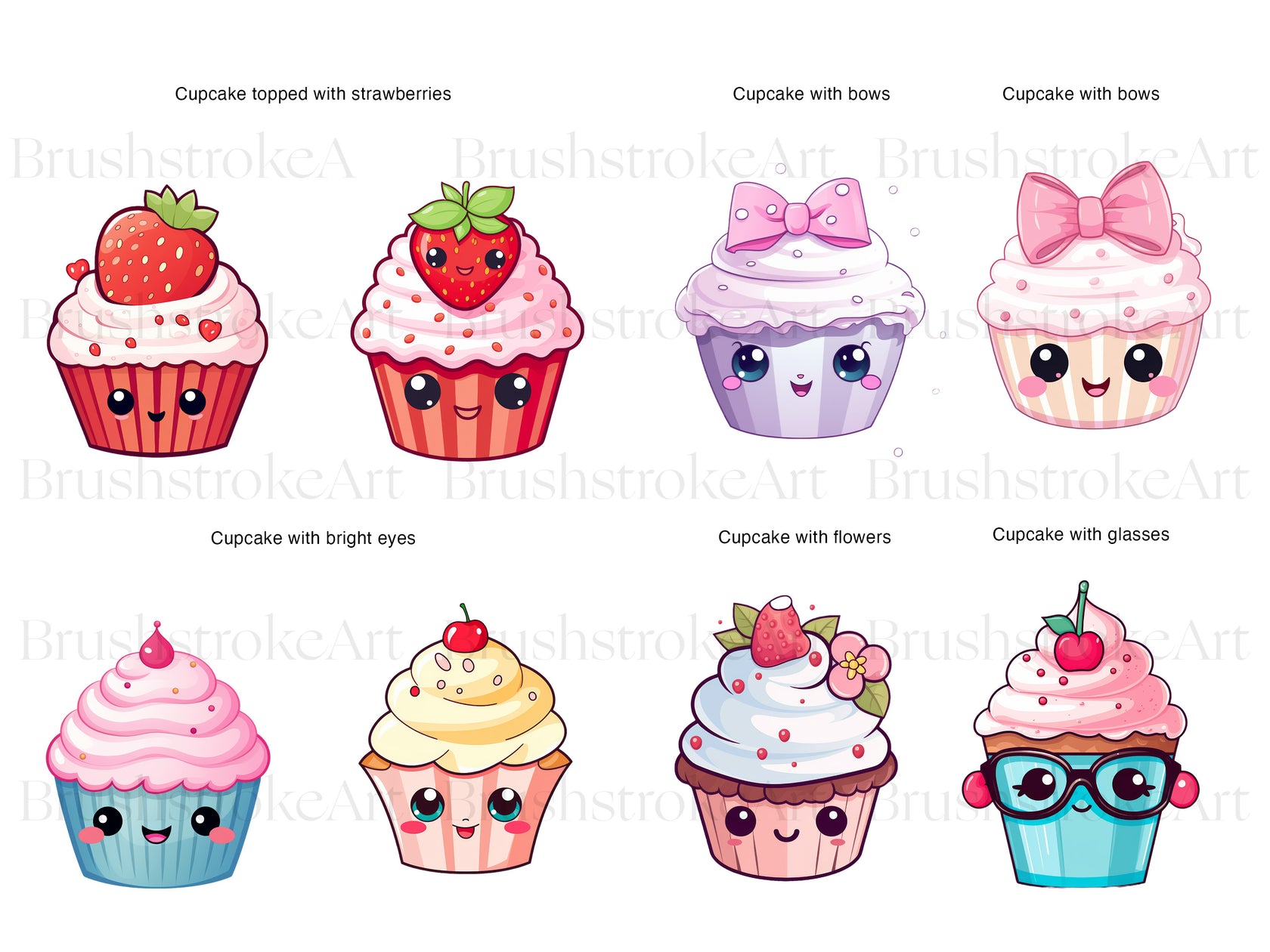 Cute Cupcake Clipart, Strawberry Cupcake PNG, Dessert Menu – Clipartset