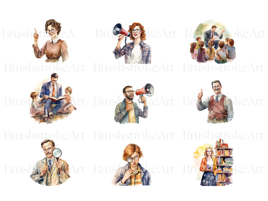 Watercolor Teacher Clipart, Study Clipart, Teachers Day PNG – Clipartset