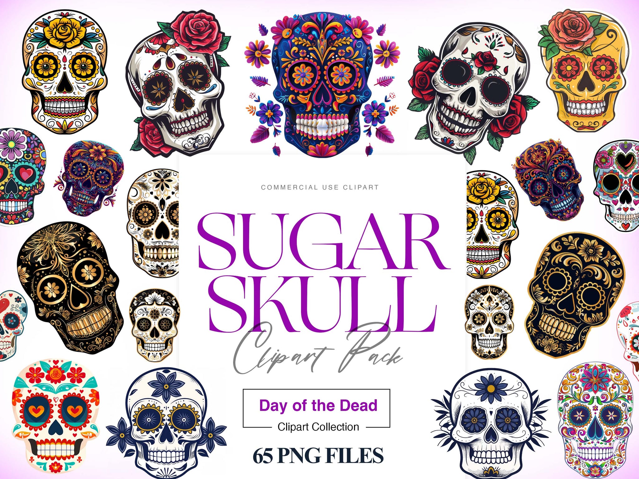 Sugar Skull Clipart, Day of the Dead, Mexican Sugar Skull – Clipartset