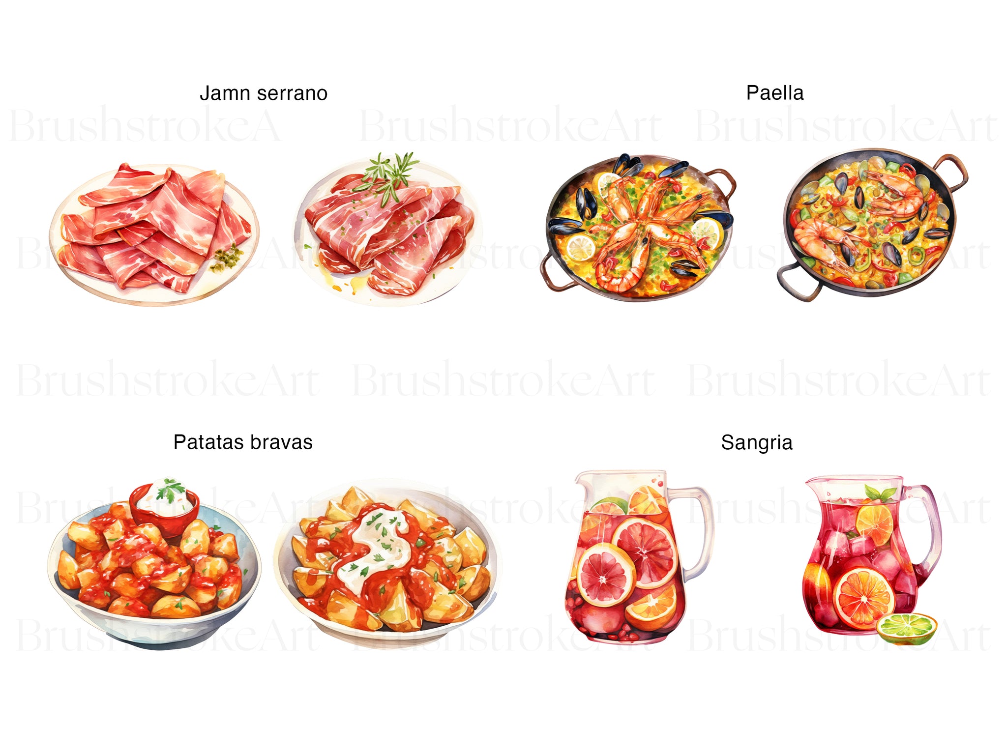 Spanish Food Clipart, Spanish Cuisine, Flan, Food Graphics – Clipartset