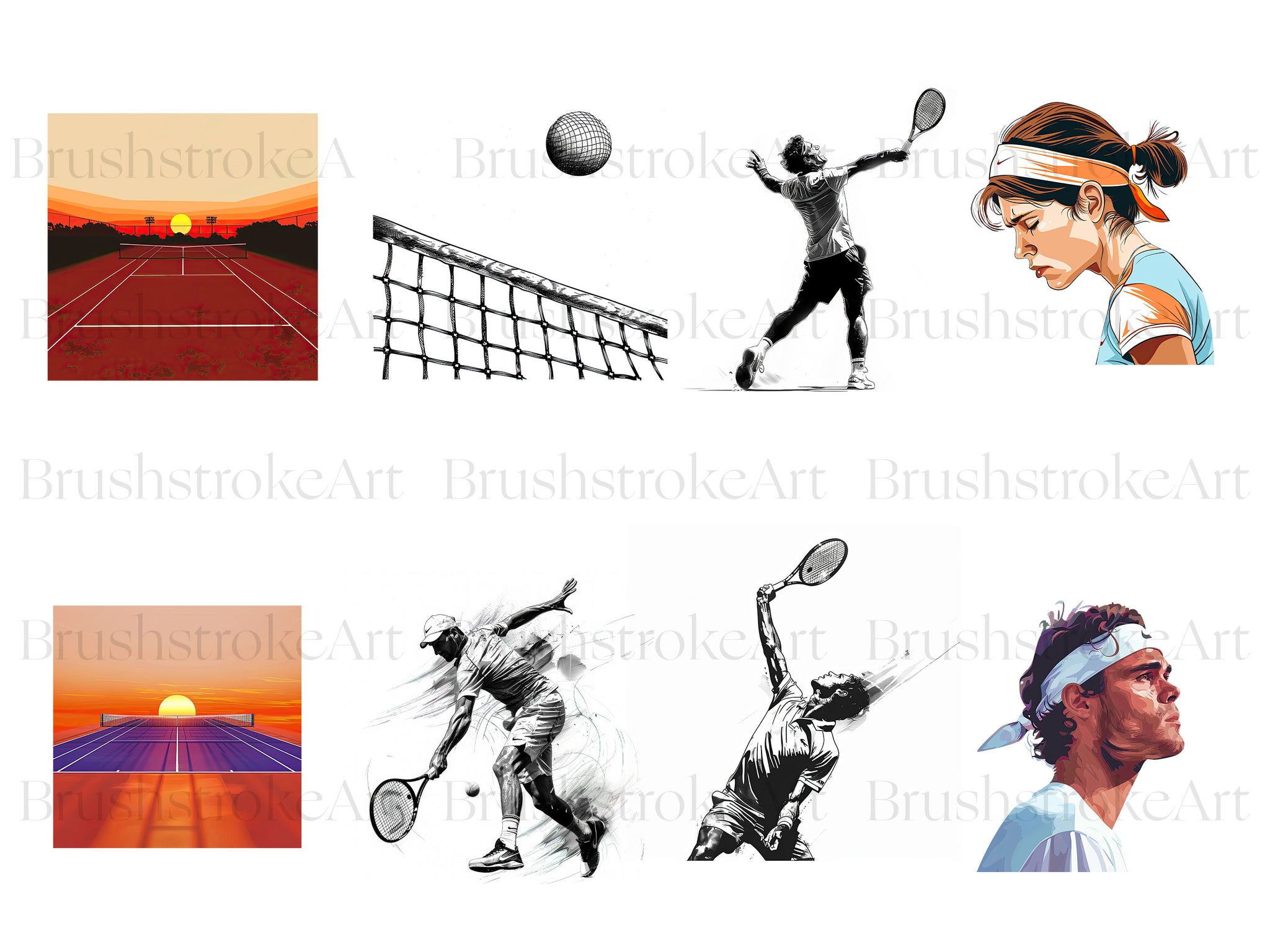 Watercolor Tennis Clipart, Tennis Racket, Sports Clipart, Ball – Clipartset