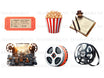 Cinema Clipart, Movie Theater, Popcorn, Film Camera PNG – Clipartset