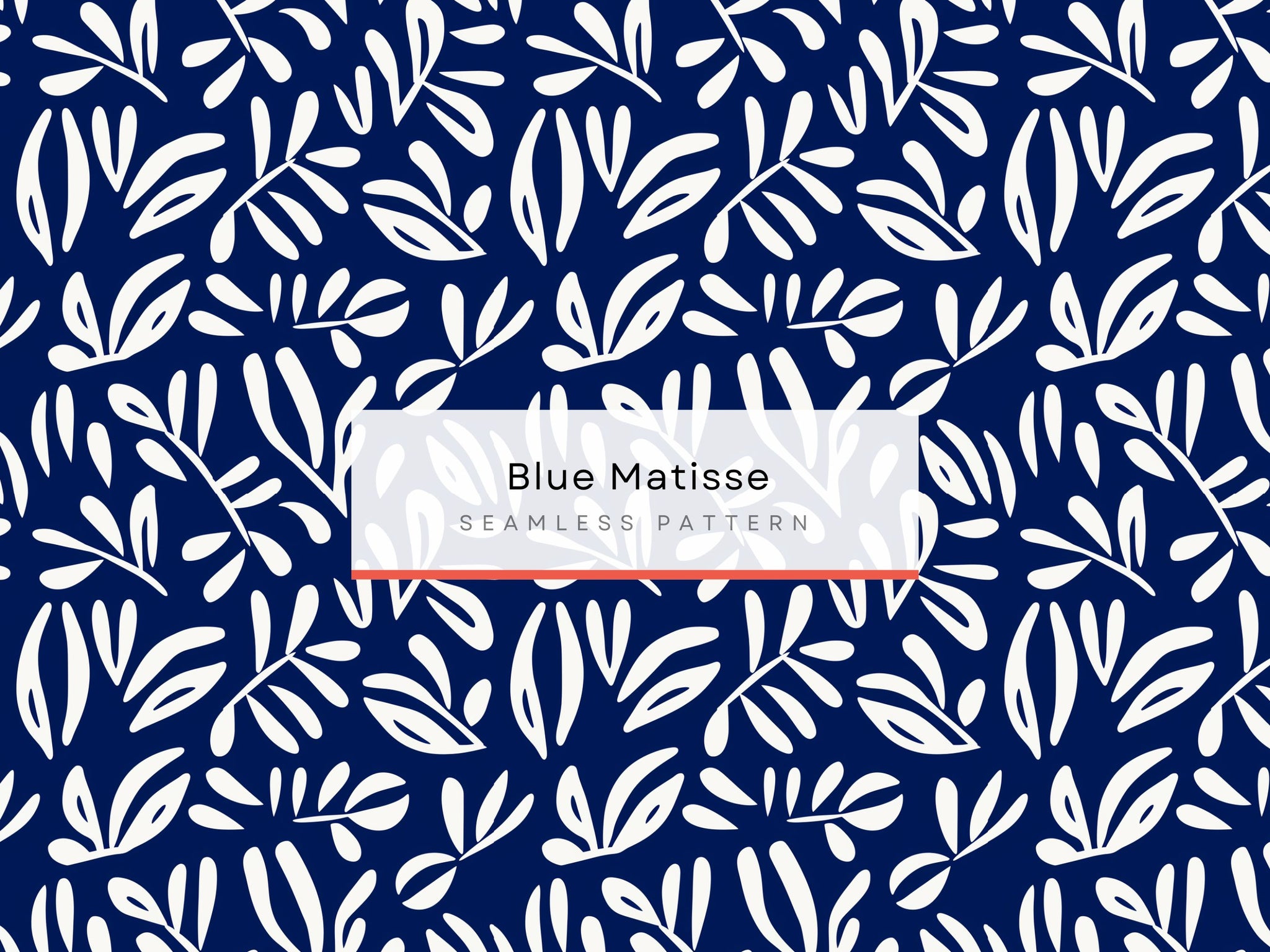 Blue Matisse Seamless Pattern, Blue and White Decor Patterns – Clipartset