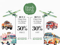 Watercolor Vehicle Clipart, Transportation A-Z, Truck, Car – Clipartset