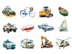 Watercolor Vehicle Clipart, Transportation A-Z, Truck, Car – Clipartset