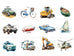 Watercolor Vehicle Clipart, Transportation A-Z, Truck, Car – Clipartset