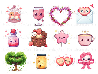 Kawaii Valentines Clipart, Love Letter, Heart Balloon PNG – Clipartset