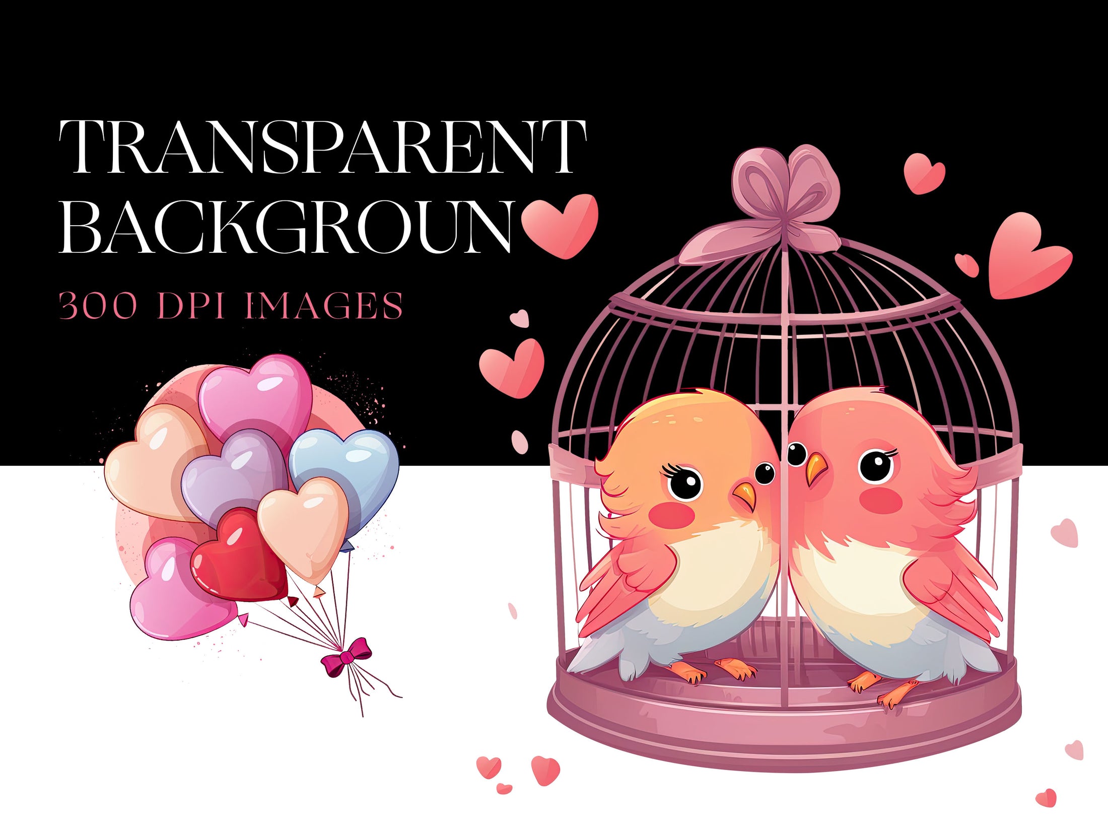 Kawaii Valentines Clipart, Love Letter, Heart Balloon PNG – Clipartset