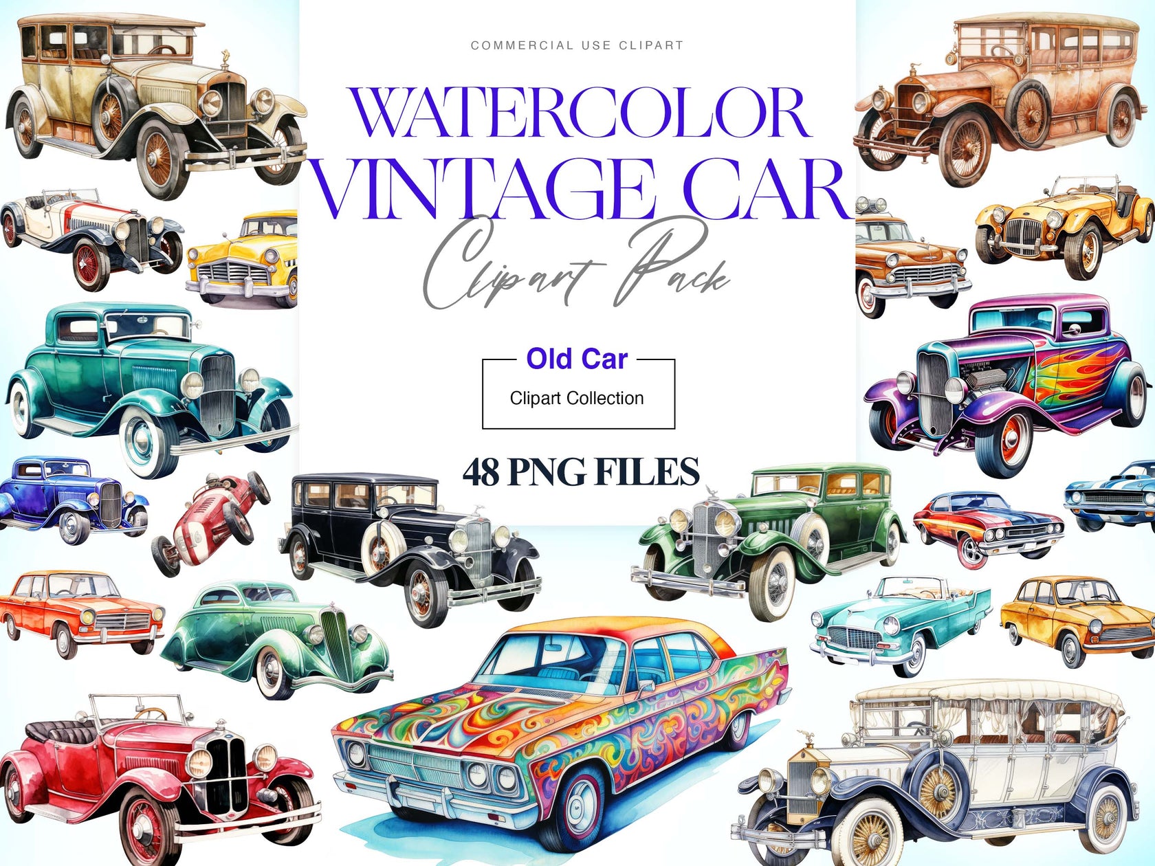 Vintage Car Clipart, Classic Cars of the 1960s, Old Car PNG – Clipartset