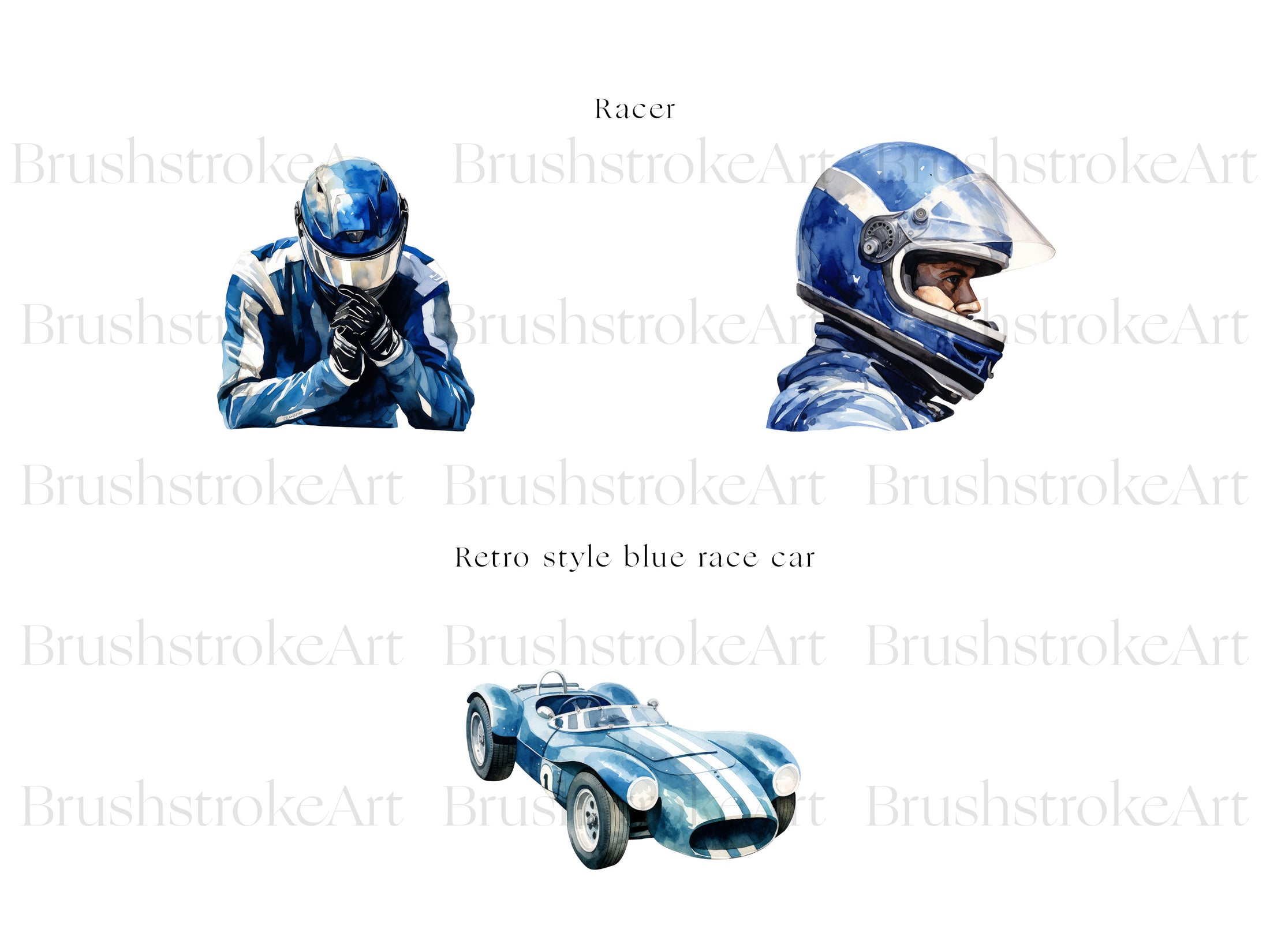 Blue Racing Car Clipart, Vintage Car, Racer PNG, Sports Car – Clipartset