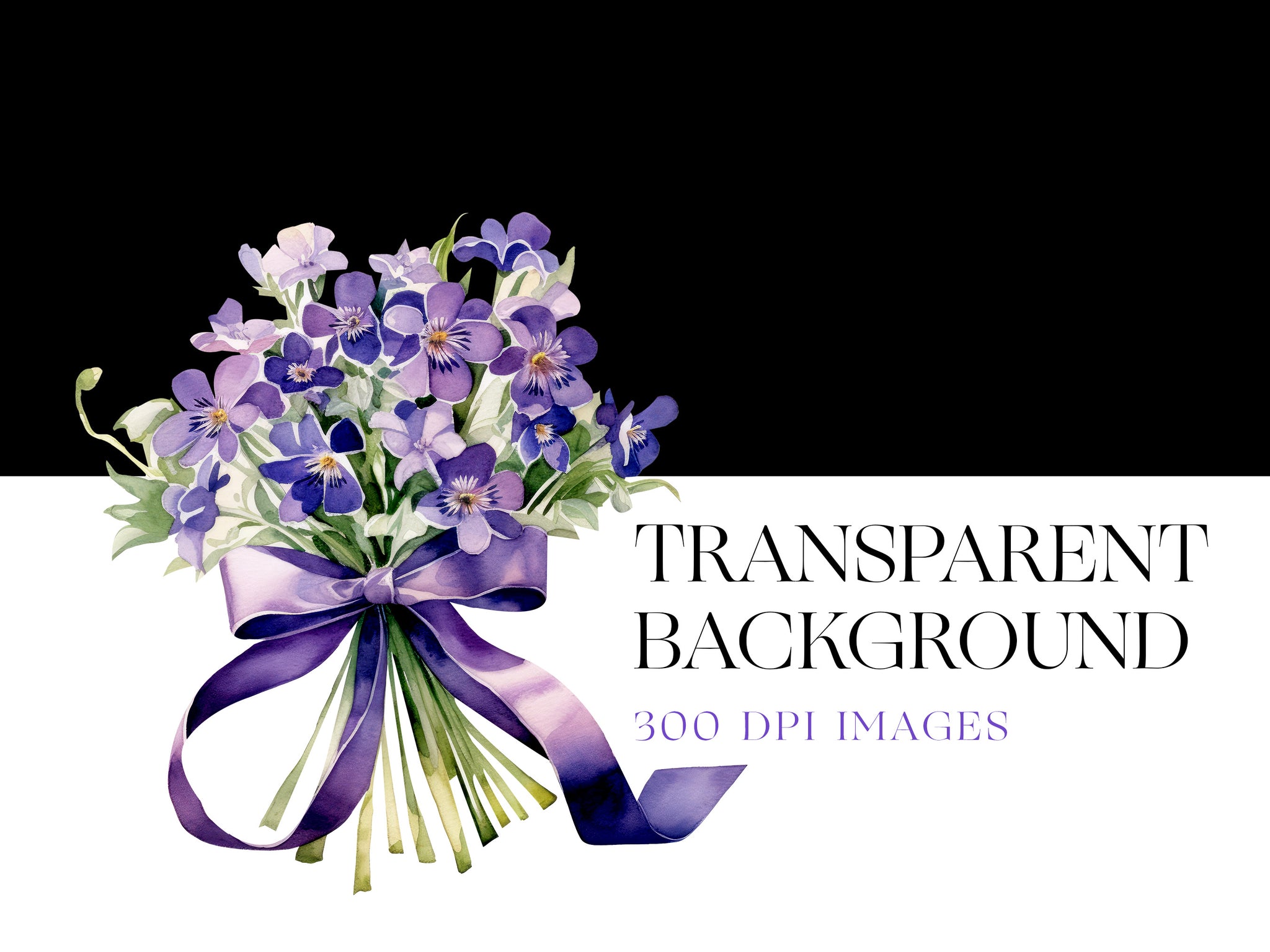 23 Watercolor Violet Flower Clipart, Violet Bouquet, Birth Month Flowe ...