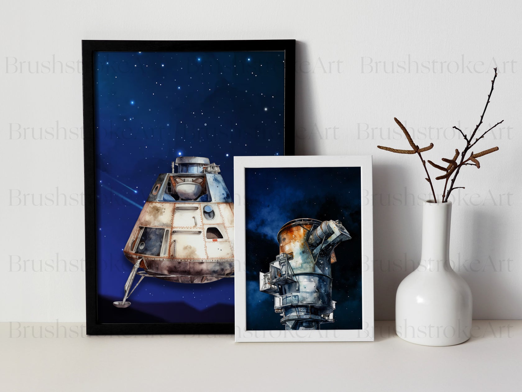 Watercolor Spacecraft Clipart, Rocket, Shuttle, Spaceship – Clipartset