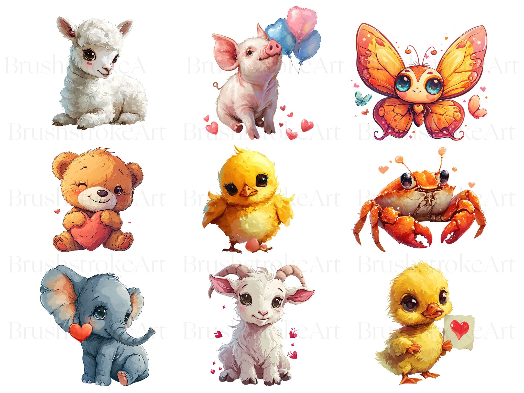 Cute Watercolor Animals Clipart, Baby Animal, Panda Clipart, Insects ...