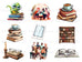 Watercolor Reading Clipart, Bookshelf PNG, Reading Books – Clipartset