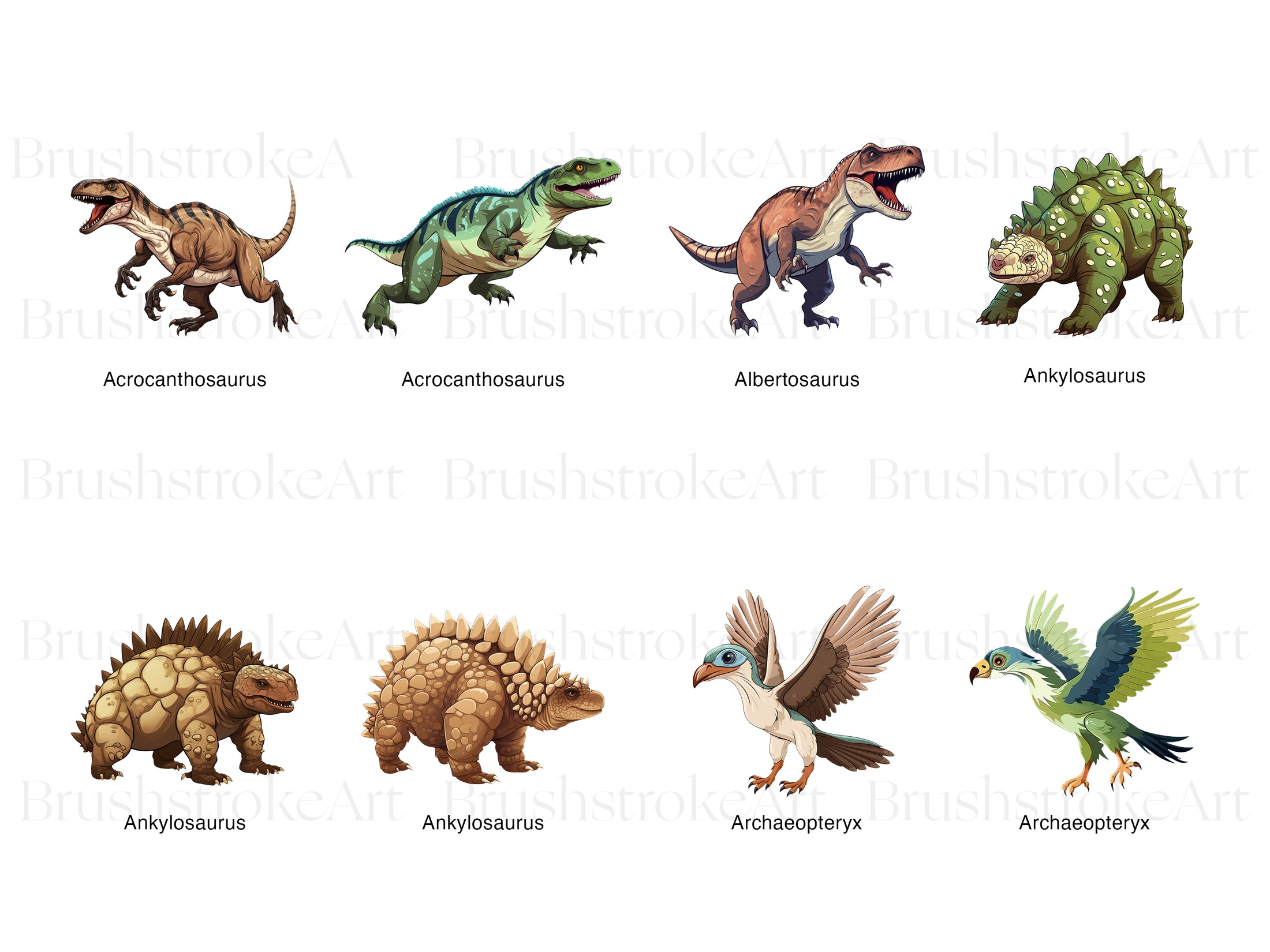 Watercolor Dinosaur Clipart, Stegosaurus, Triceratops PNG – Clipartset
