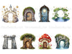 40 Watercolor Fantasy Door Clipart, Door PNG, Fantasy Clipart, Magic D ...