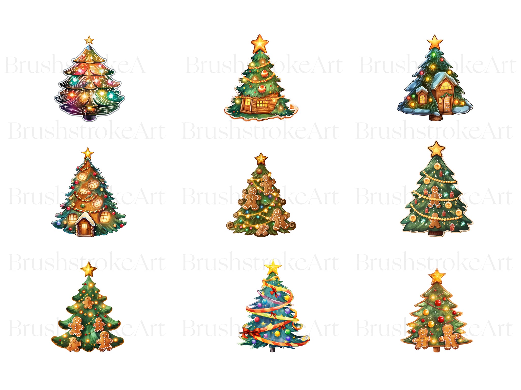 Christmas Tree Clipart, Pine Tree PNG, Christmas Stickers – Clipartset