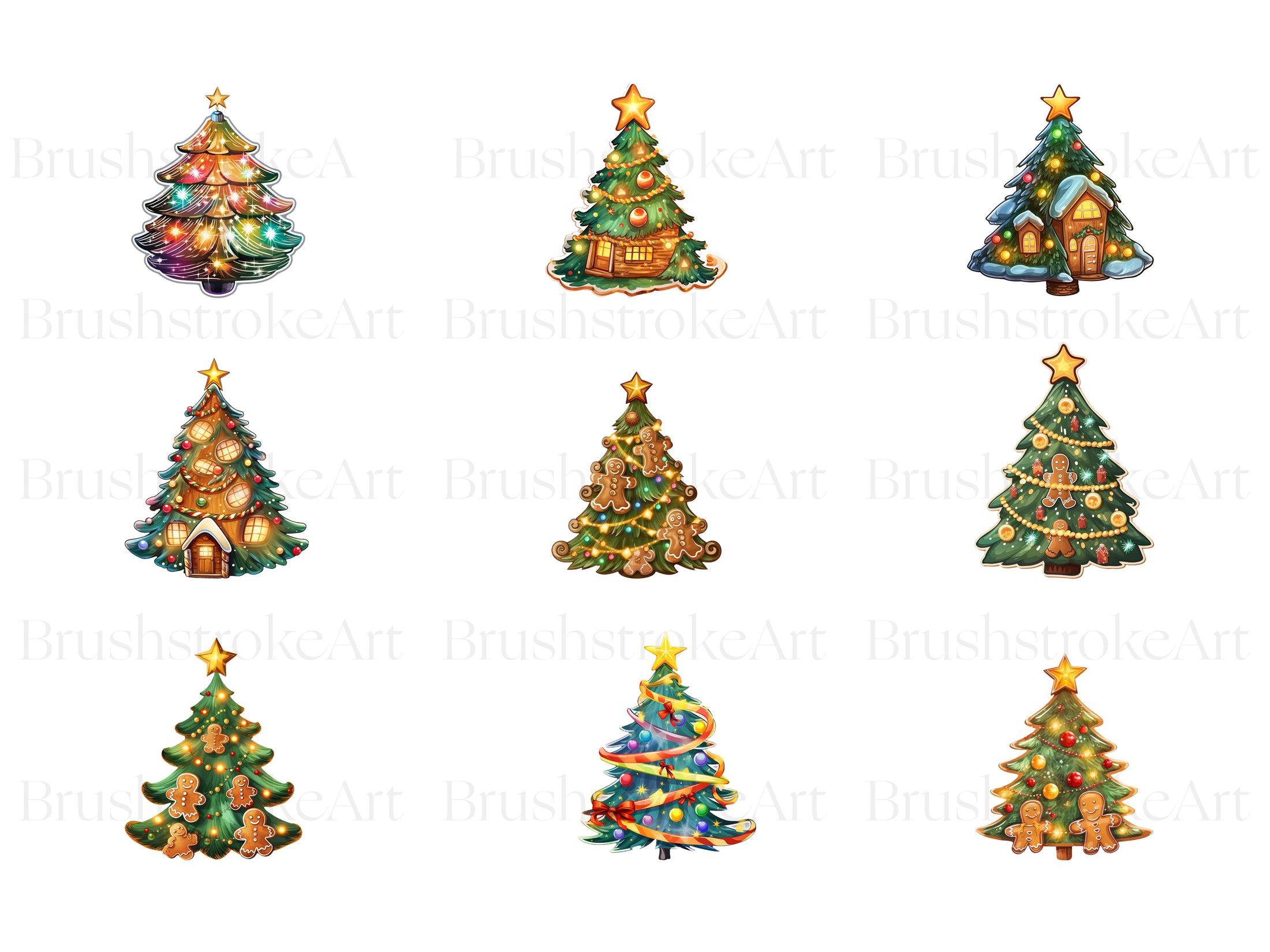 Christmas Tree Clipart, Pine Tree PNG, Christmas Stickers – Clipartset