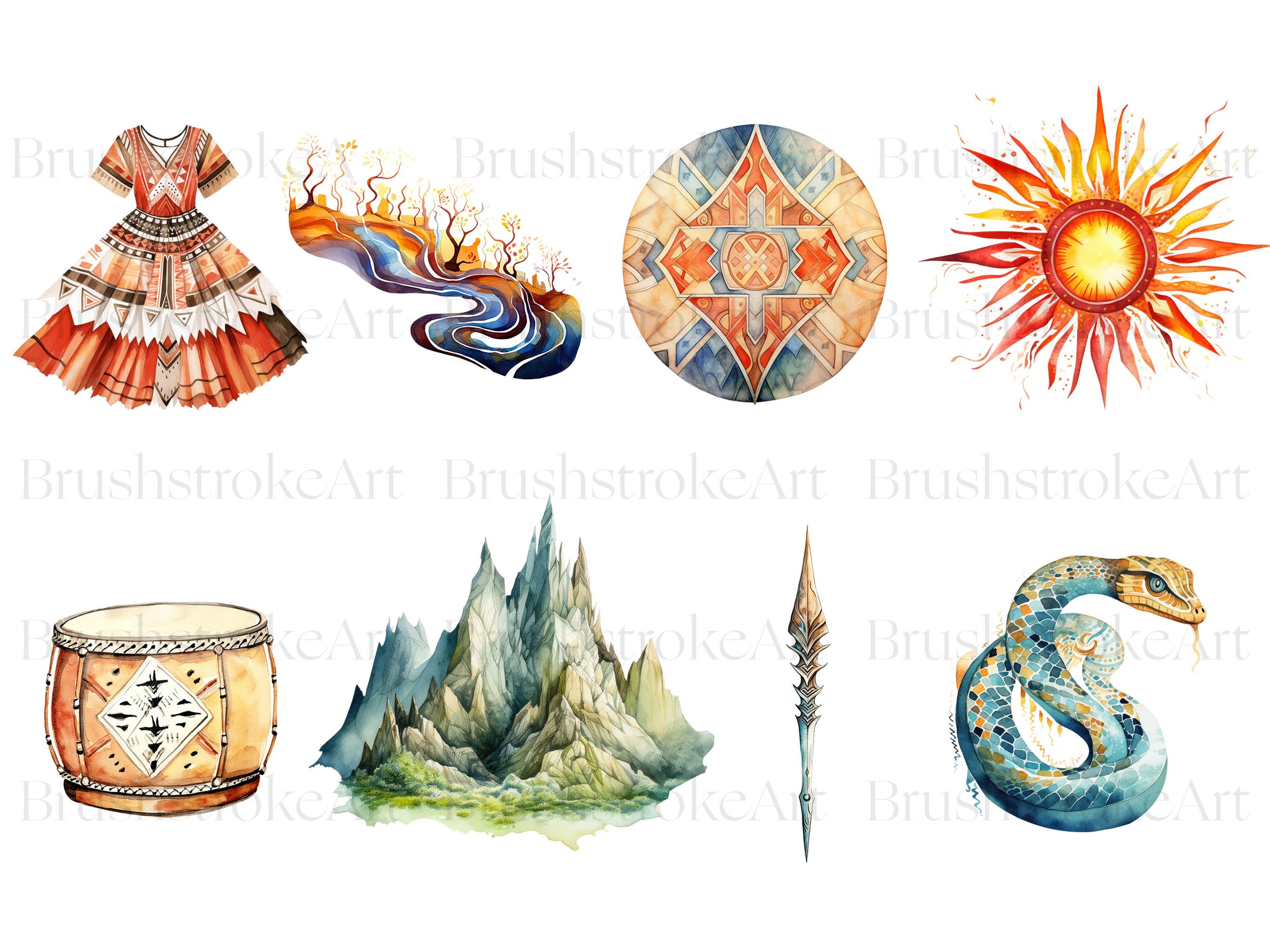 Watercolor Tribal Clipart, Native Indian, Tribal Tattoos PNG – Clipartset