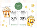 Kawaii Cinema, Theatre, Movie Party, Popcorn, Film, Ticket – Clipartset
