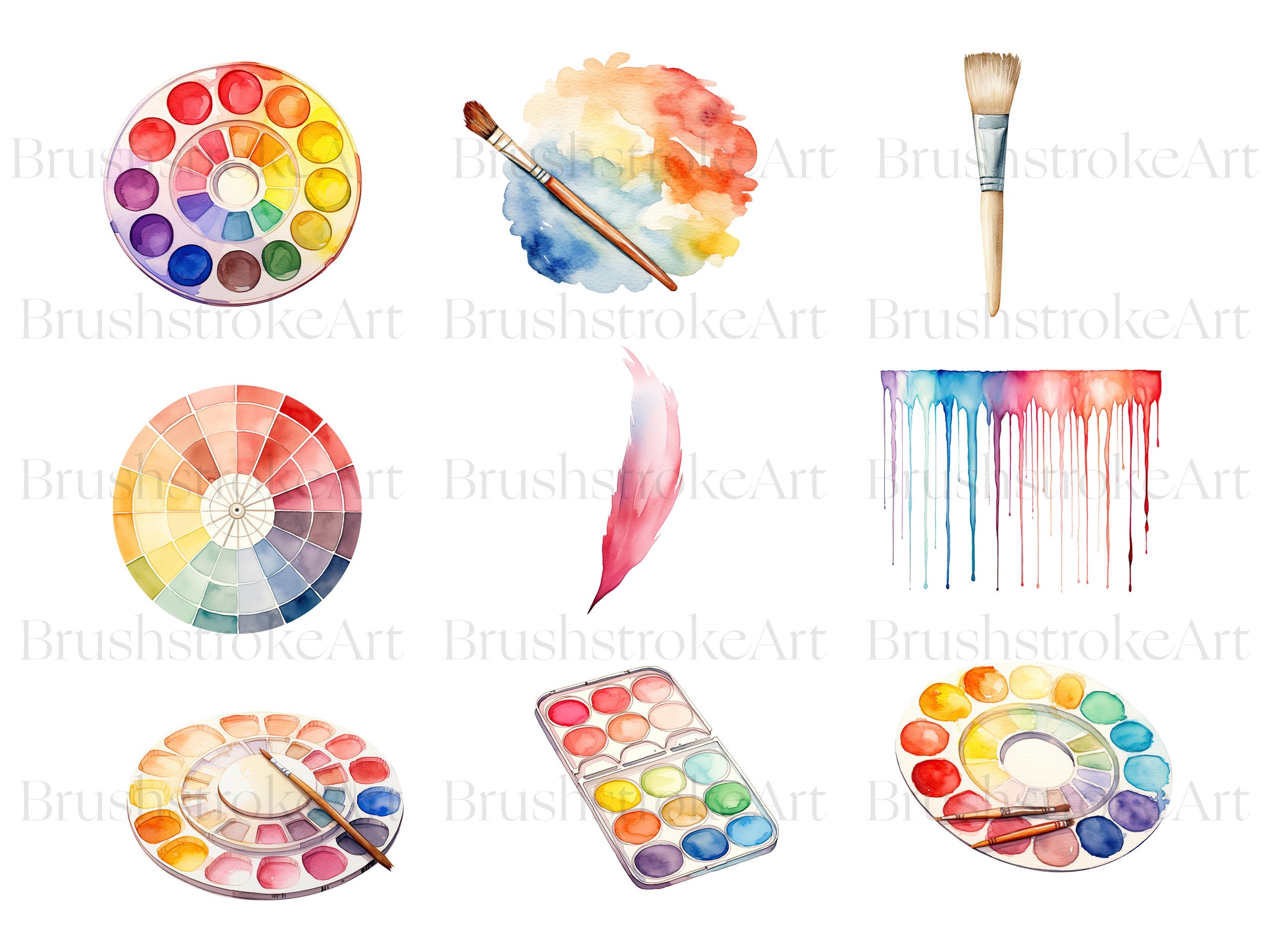 Watercolor Painting Clipart, Paint Brush, Palette, Artist – Clipartset