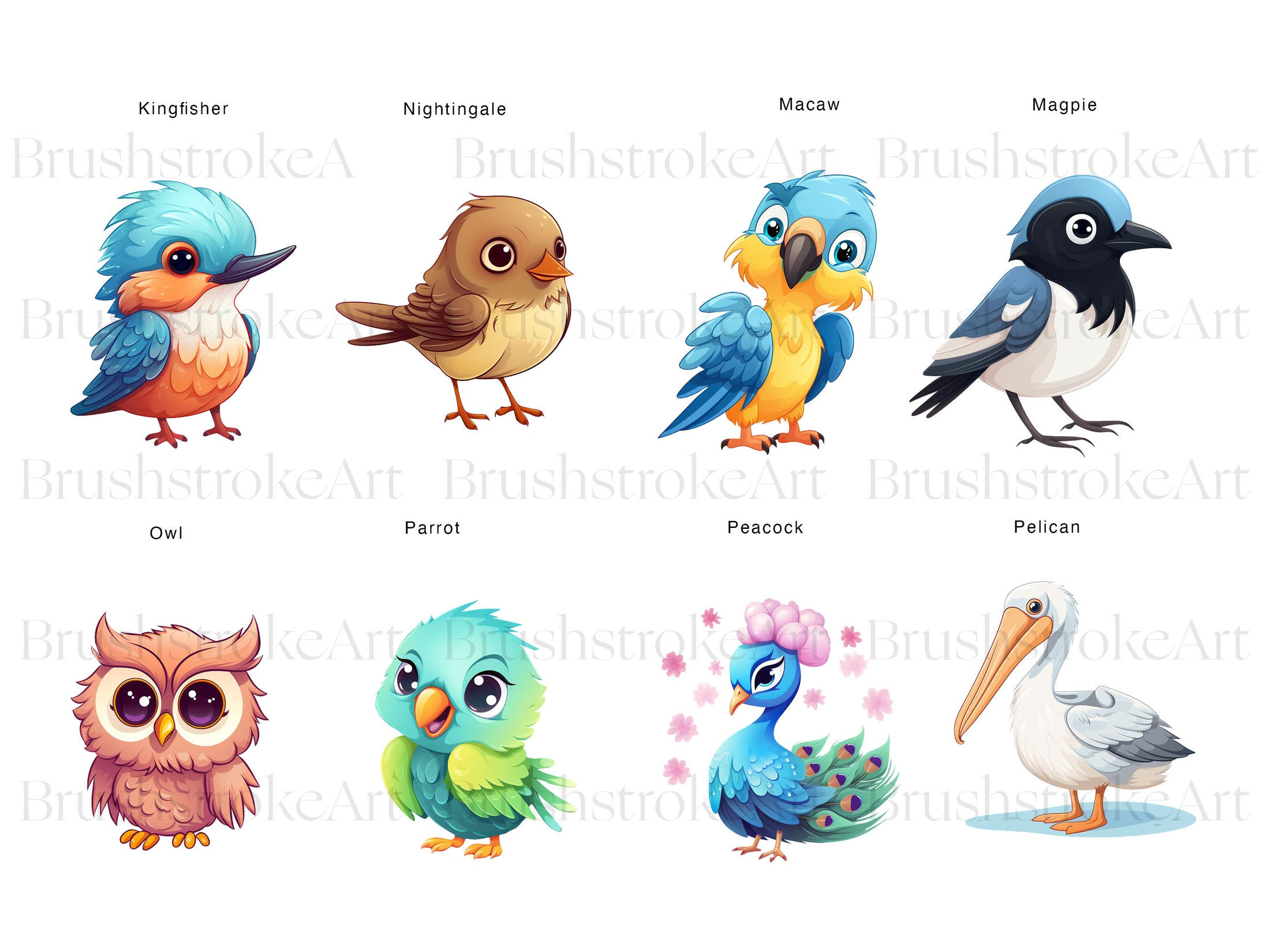 Cute Bird Clipart, Baby Bird, Cute Chicken, Kawaii Bird PNG – Clipartset