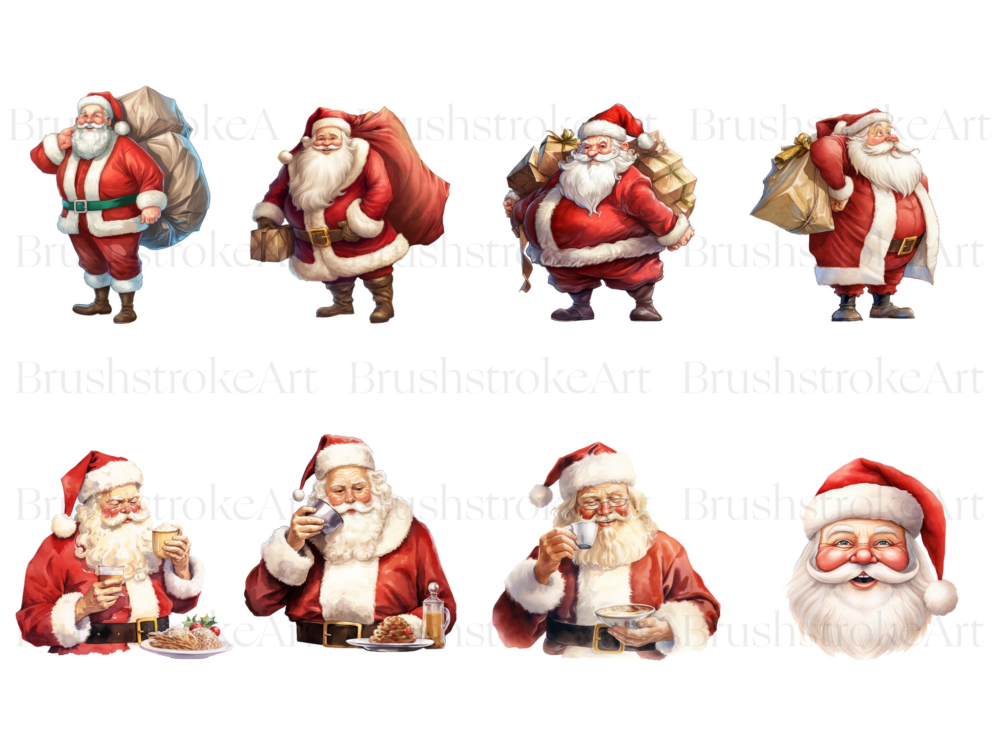 Watercolor Santa Clipart, Santa Claus PNG, Christmas Santa – Clipartset