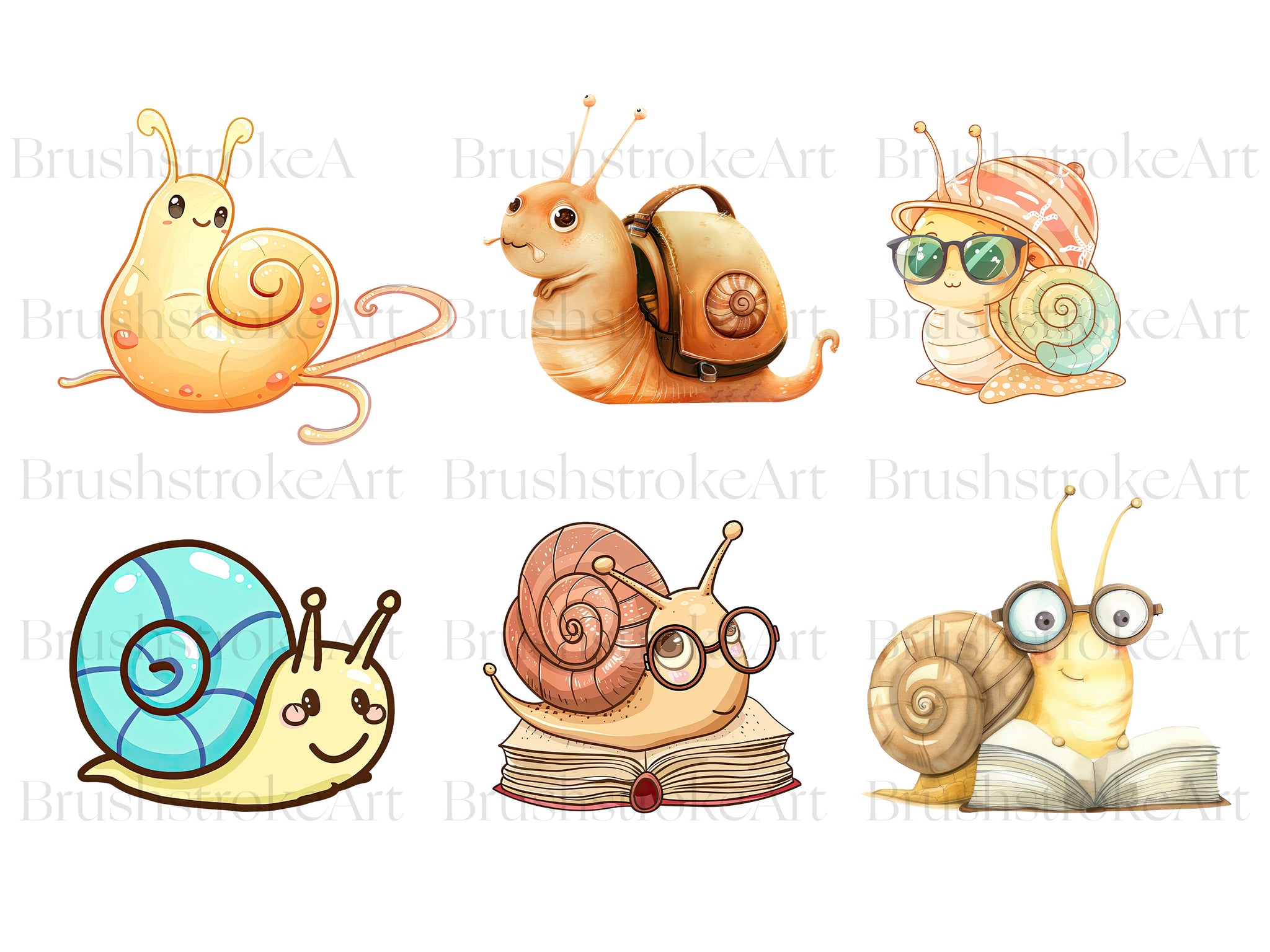 Watercolor Snail Clipart, Little Snail Shell, Cute Snail PNG – Clipartset