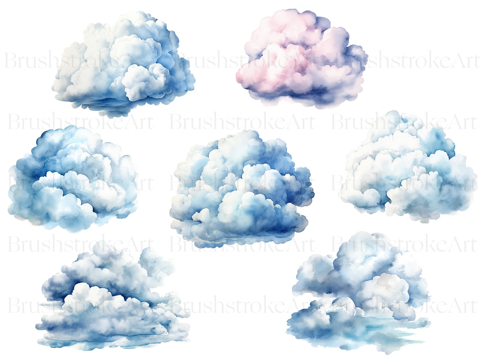 Watercolor Night Sky Clipart, Stars and Moon, Blue Sky – Clipartset