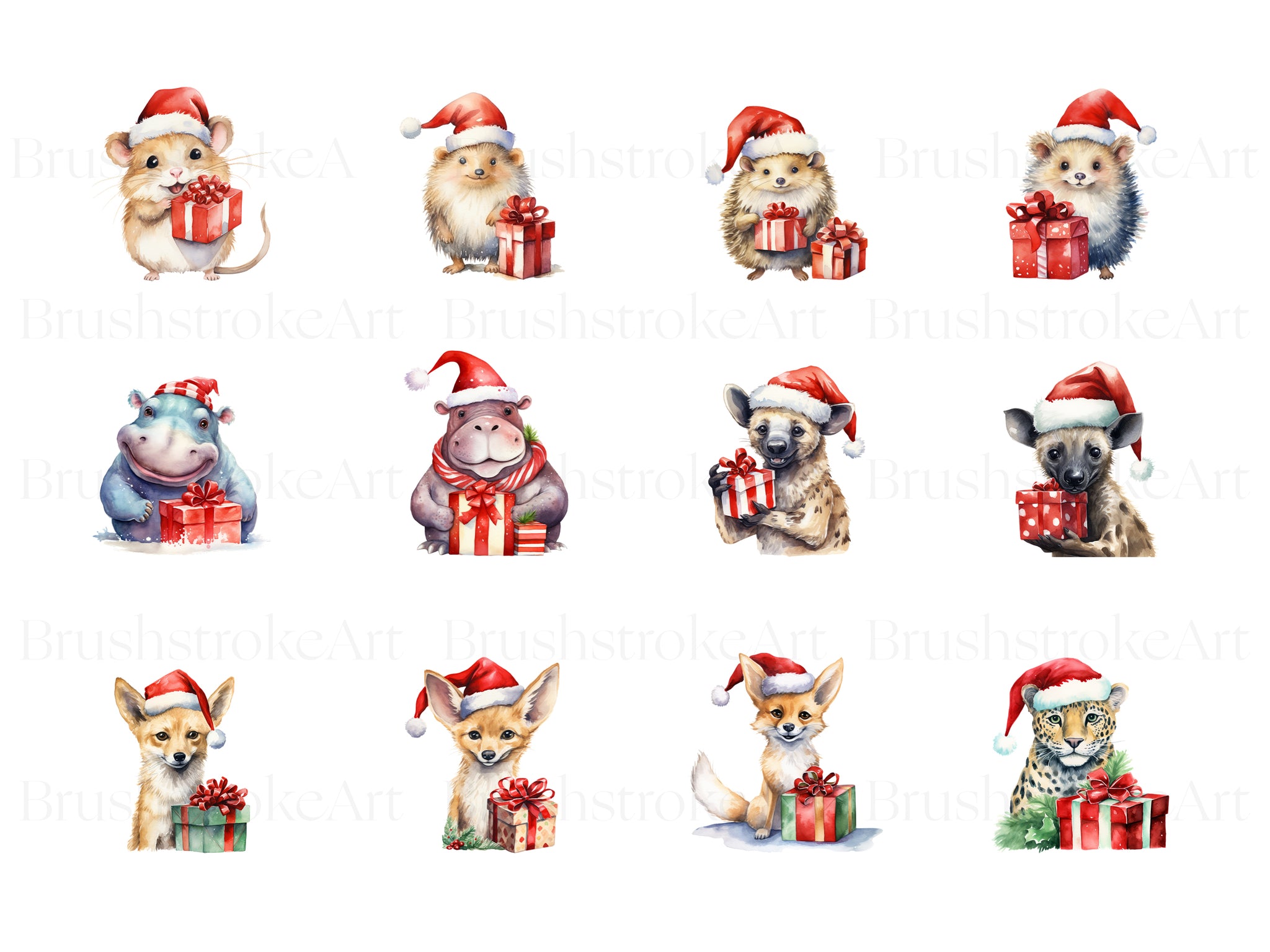 Christmas Animals Clipart, Watercolor Christmas Animals PNG – Clipartset