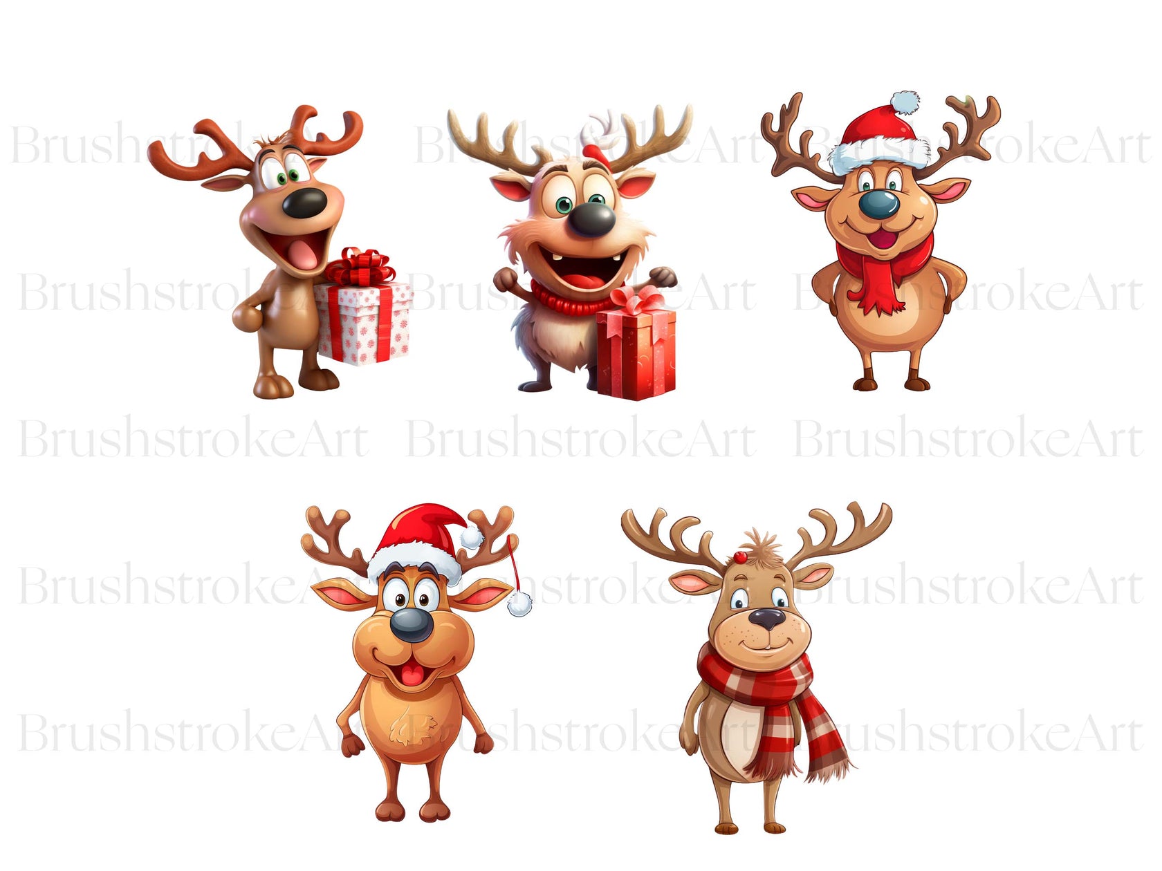 Cute Reindeer Clipart, Christmas Reindeer PNG, Rudolph Art – Clipartset