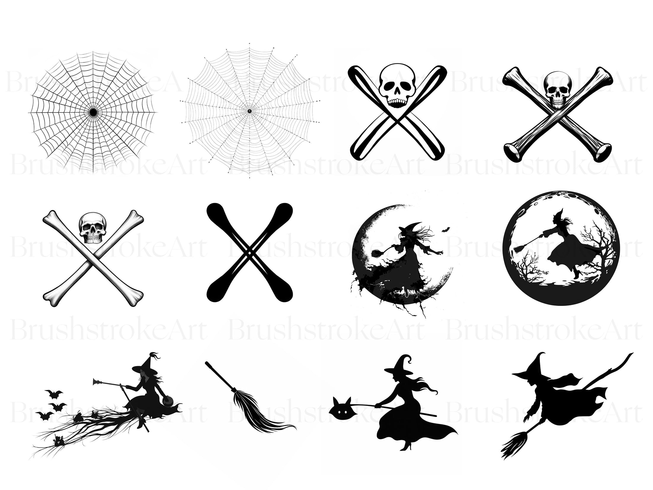 Halloween Line Art, Jack-o-lantern PNG, Halloween Doodles – Clipartset