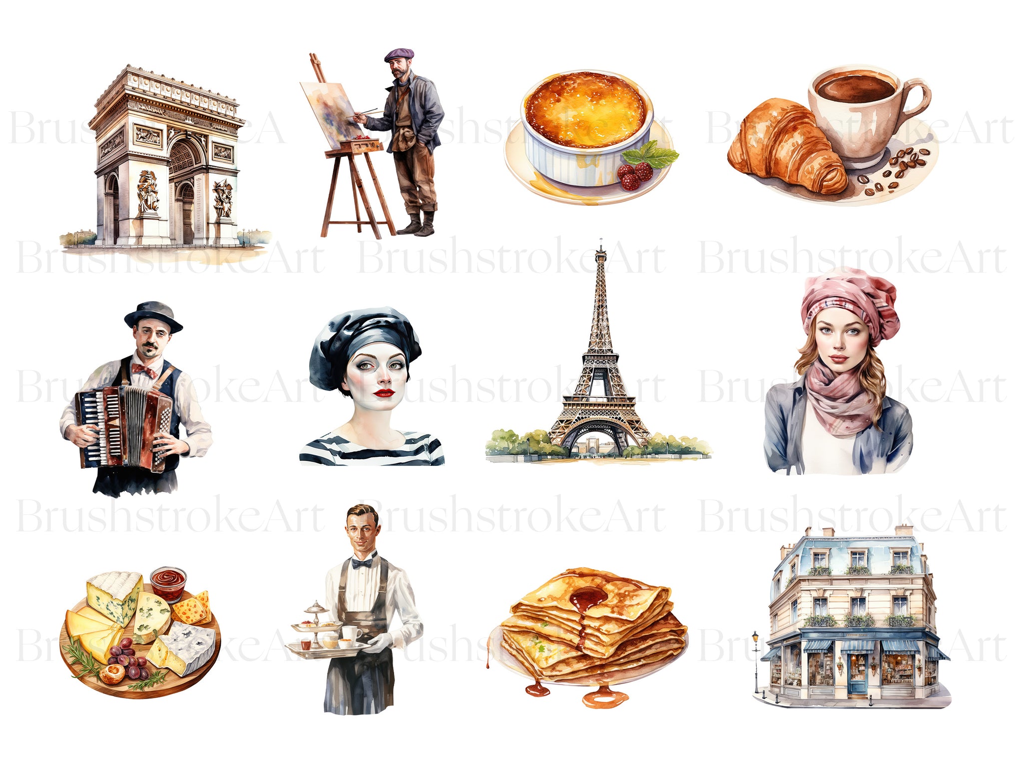 Watercolor France Clipart, Eiffel Tower, Paris PNG, Valentines Day ...